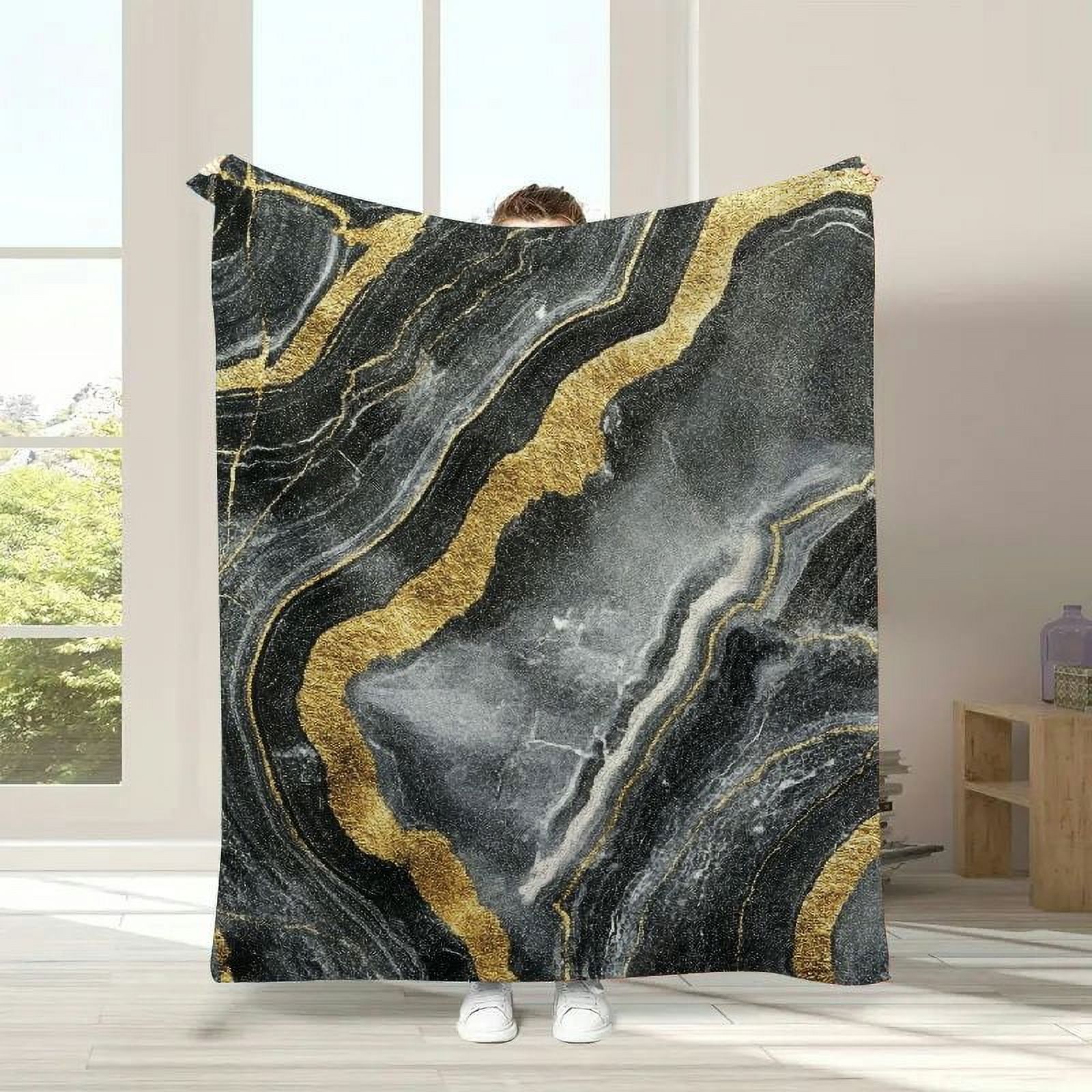 GWJING Marble Print Throw Blanket, Modern and Creative Style Dark Hues ...