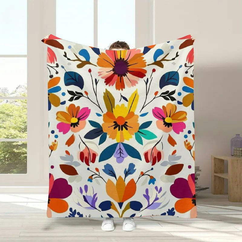 GWJING Mexican Style Throw Blanket Mexican Otomi Style Flower Boho ...