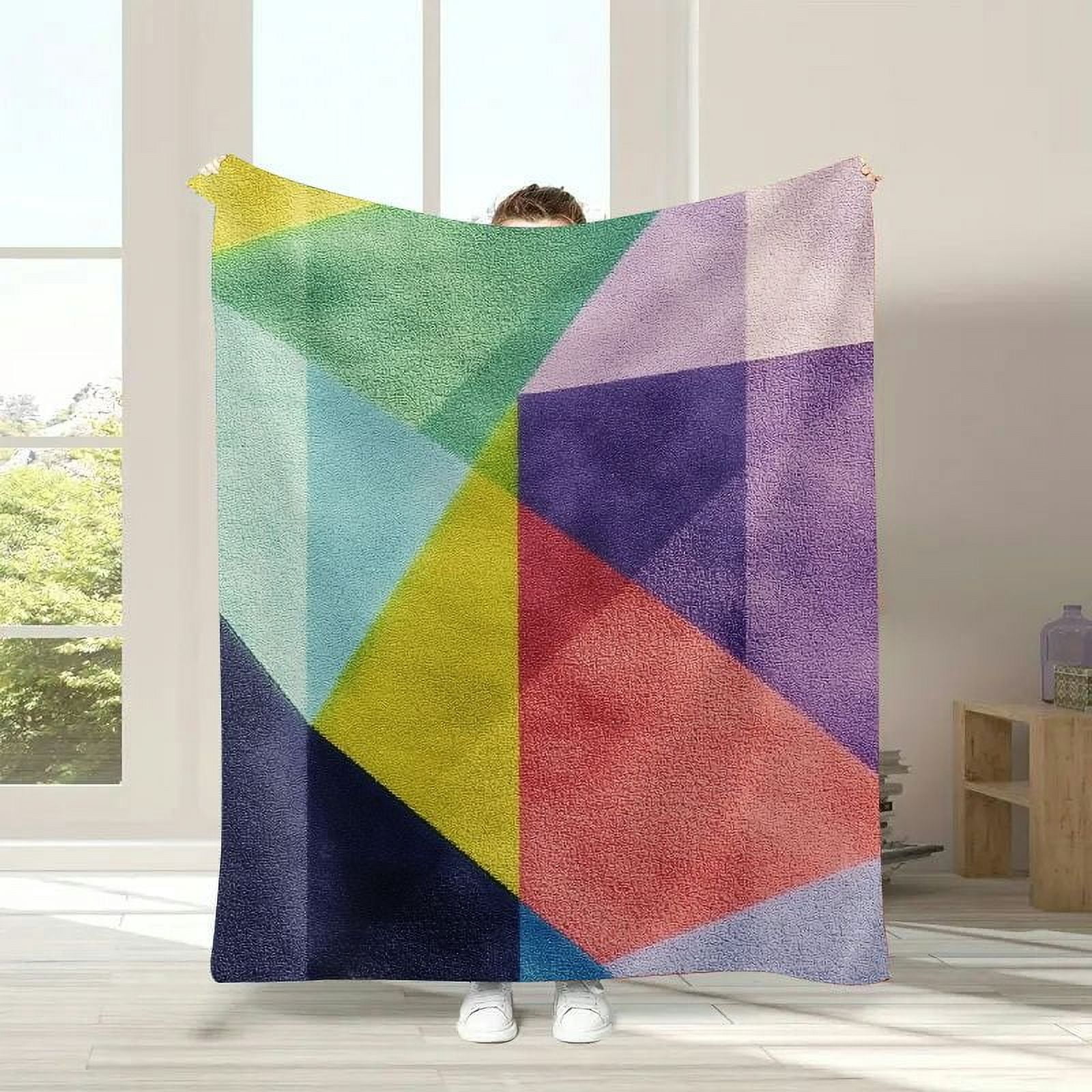 GWJING Modern Throw Blanket, Fragmented Triangle Color Shades in ...