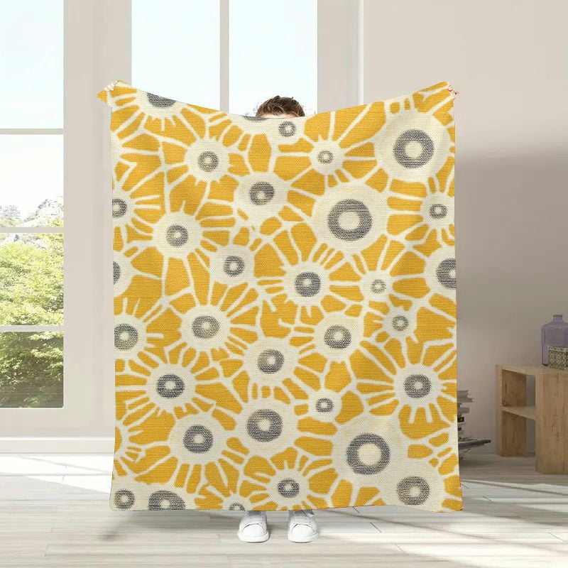 GWJING Modern Throw Blanket, Monotone Style Flourish Ethnic Inspired ...