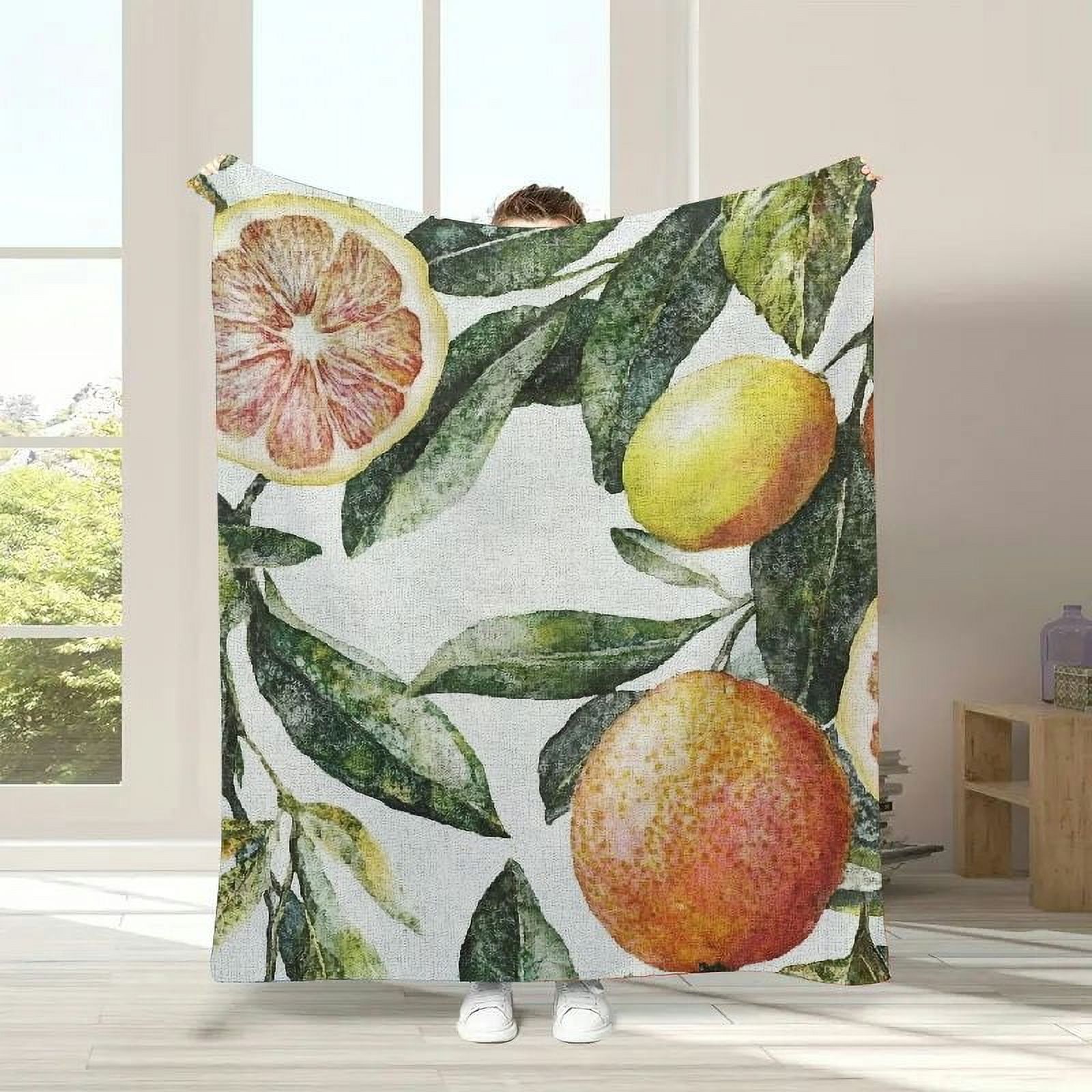 GWJING Nature Throw Blanket, Lemon and Orange Tree Branches Fruit Yummy Winter Season Vitamin ...