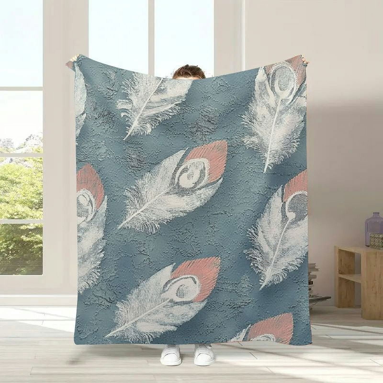 GWJING Peacock Throw Blanket, Modern Peacock Feathers Ornamental ...