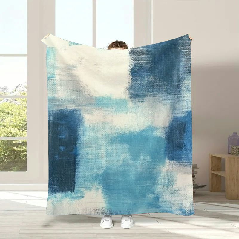 GWJING Teal Grey Throw Blanket Turquoise Abstract Art Ultra-Soft Cozy ...