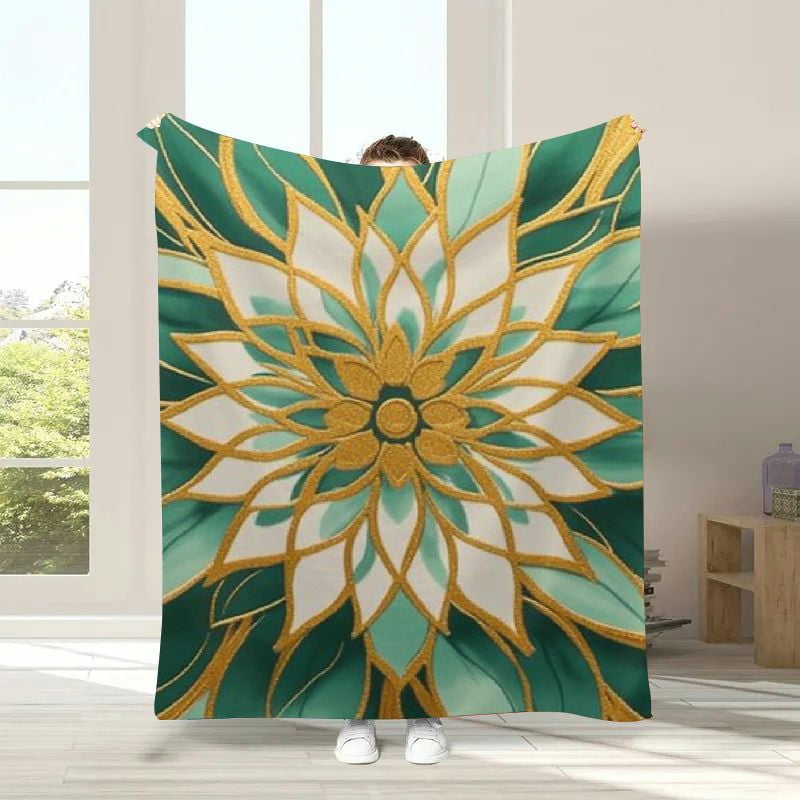 GWJING Throw Blankets, Turquoise Blanket for Adults, Round Pattern ...