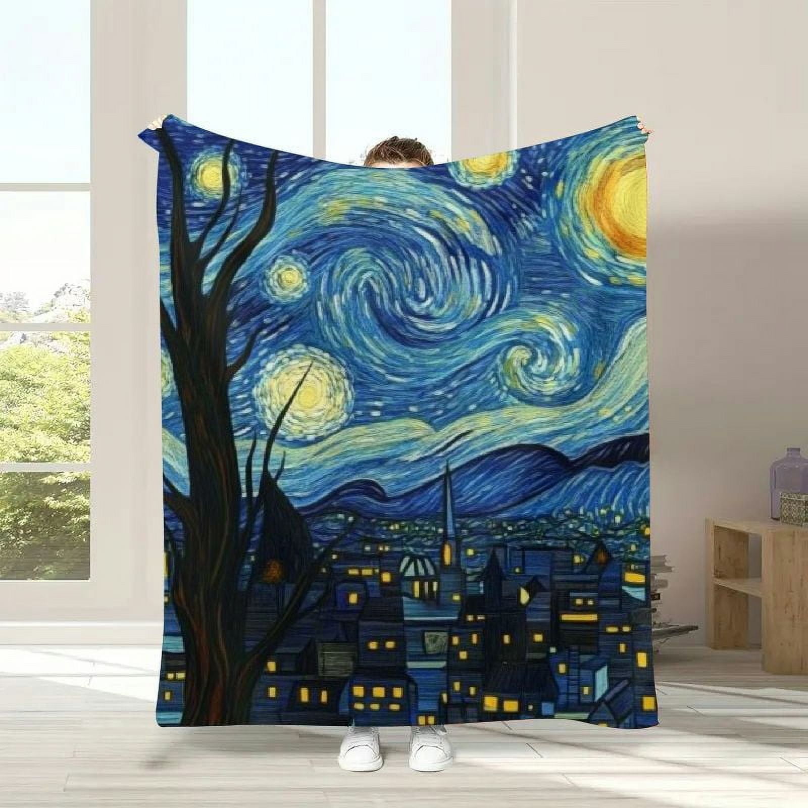 GWJING Van Gogh Classic Arts Starry Night Flannel Bed Blanket Throw ...