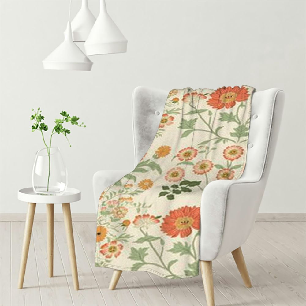 GWJING William Morris Daisy pattern blanket super soft flannel wool ...