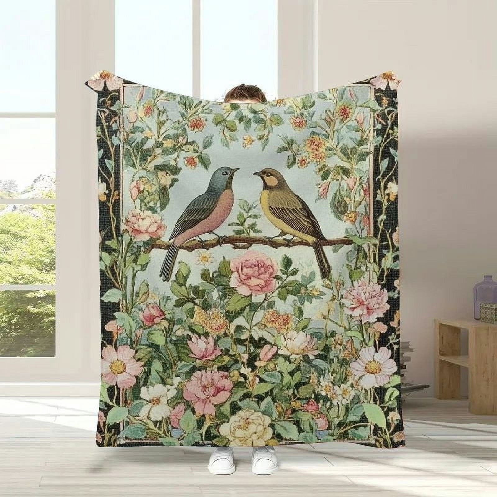 GWJING William Morris Floral Flannel Blankets, Vintage Flower ...