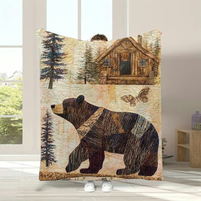 GWJINGGGGG Rustic Cabin Throw Blankets, Farmhouse Country Antique Bear ...