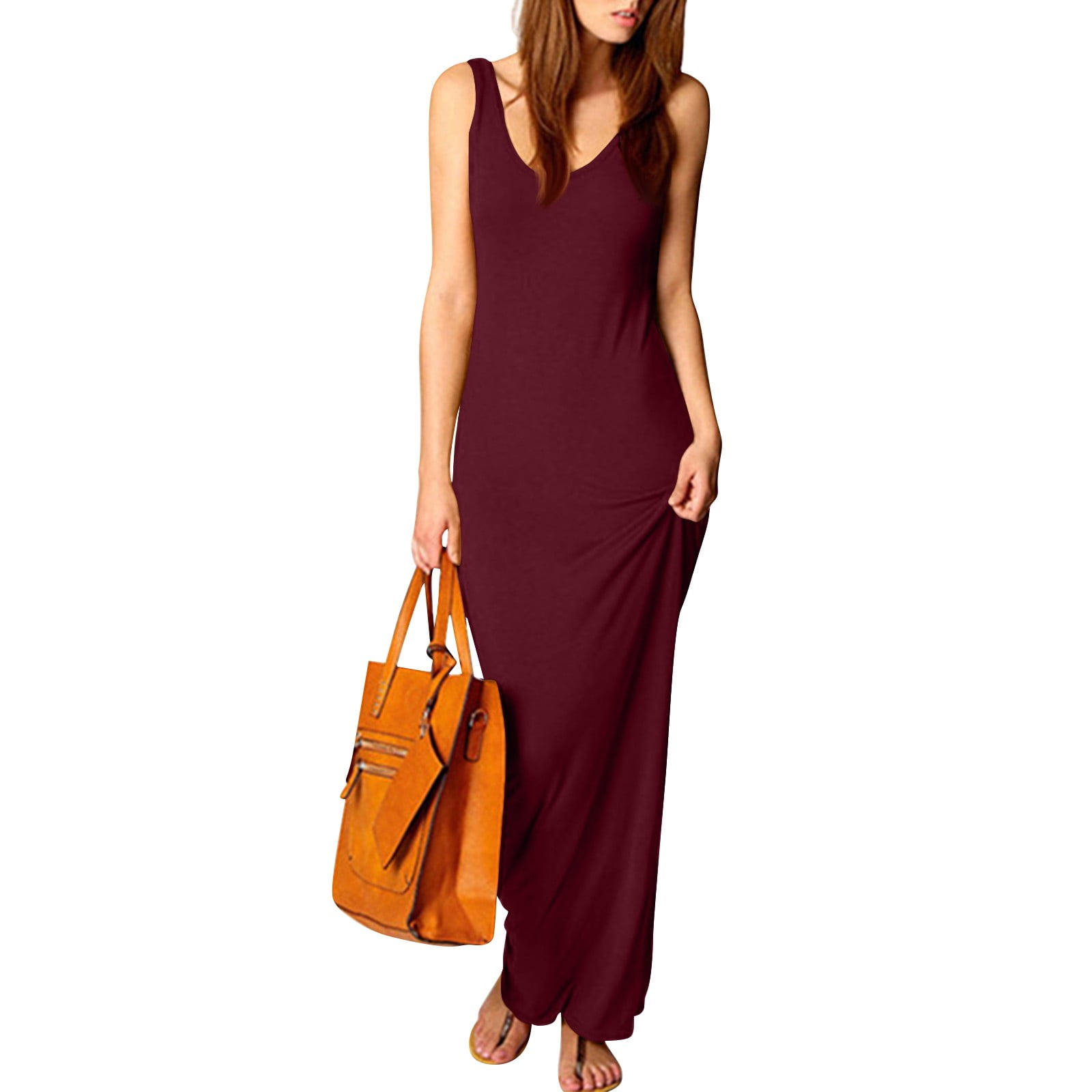 Women's Full Slips Cami Long Spaghetti Strap Under Dress Wine 3XL ...