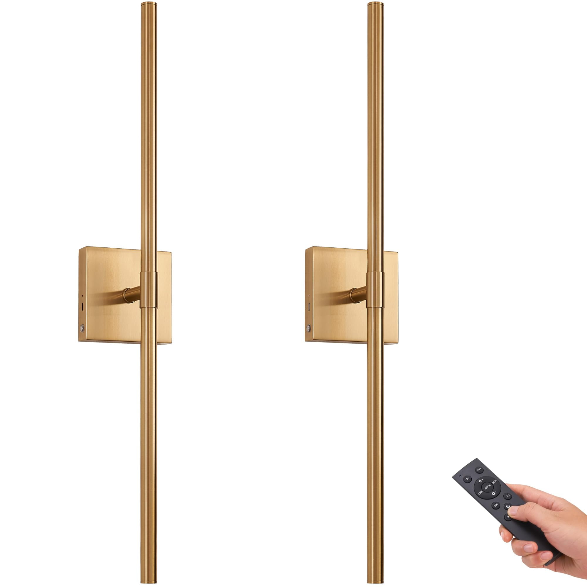 GWONER Battery Operated LED Wall Sconces Set of 25" Wireless ...