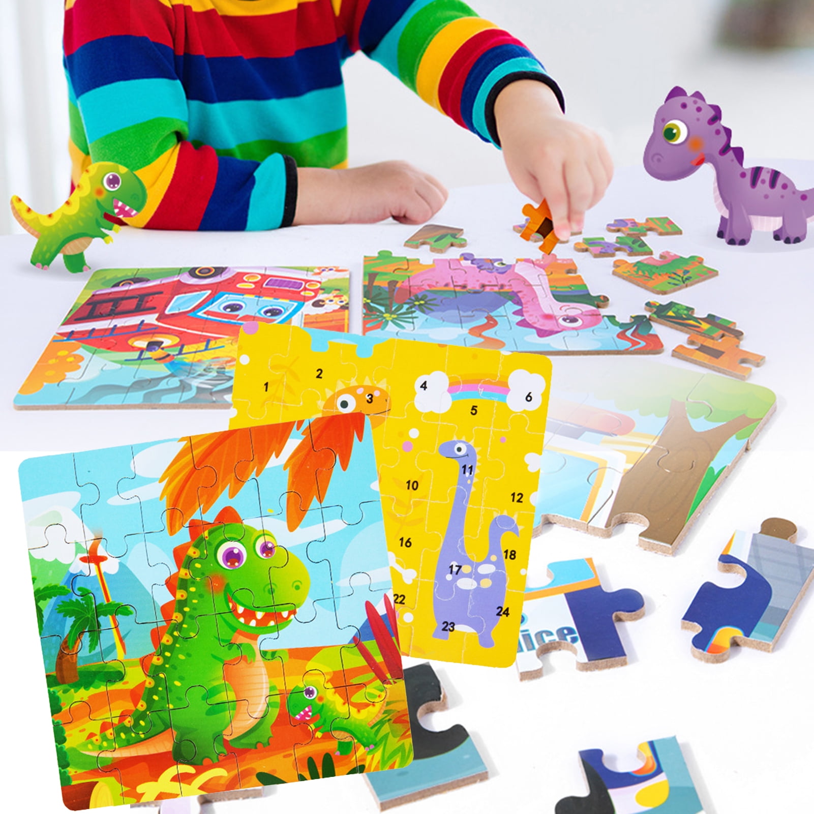 GWONG 24Pcs/Set Jigsaw Toy Animal Pattern Logical Thinking Training ...