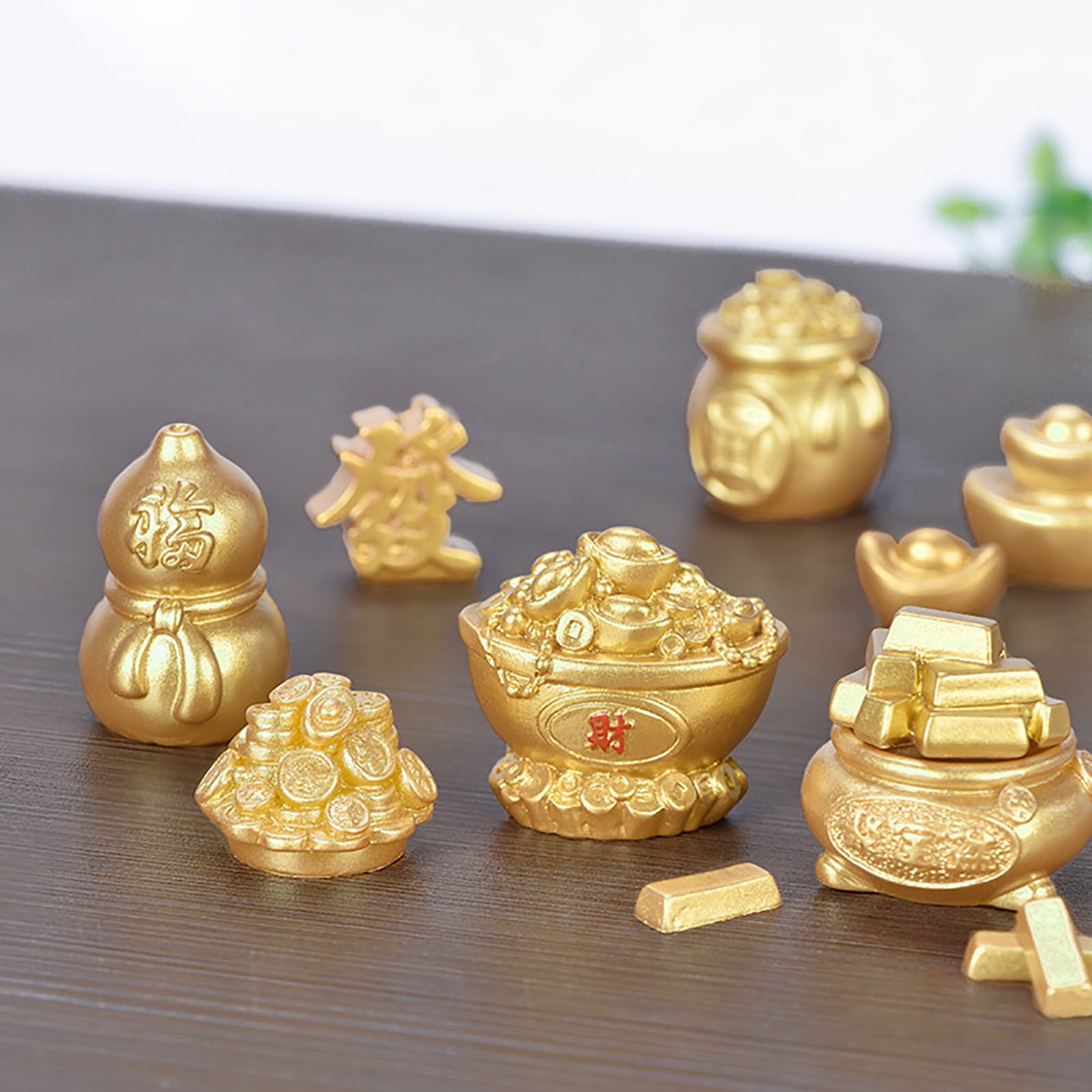 GWONG Auspicious Imitation Gold Ingot Ornament Plastic Mascot Display ...