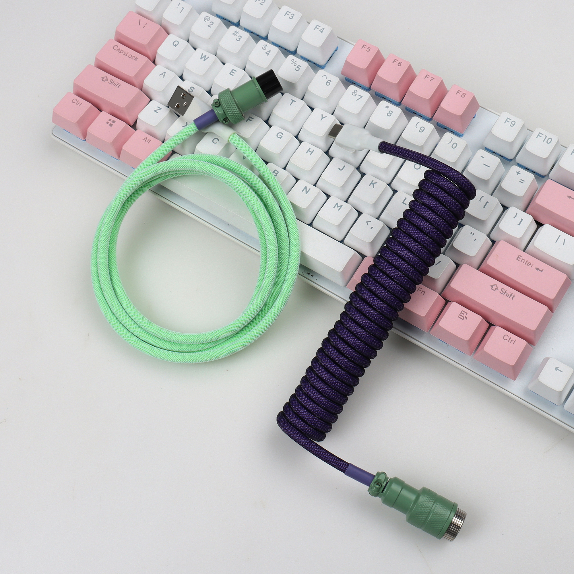 GX16 aviator Usb c Coiled Mechanical Keyboard Cable Aviation Spiral ...