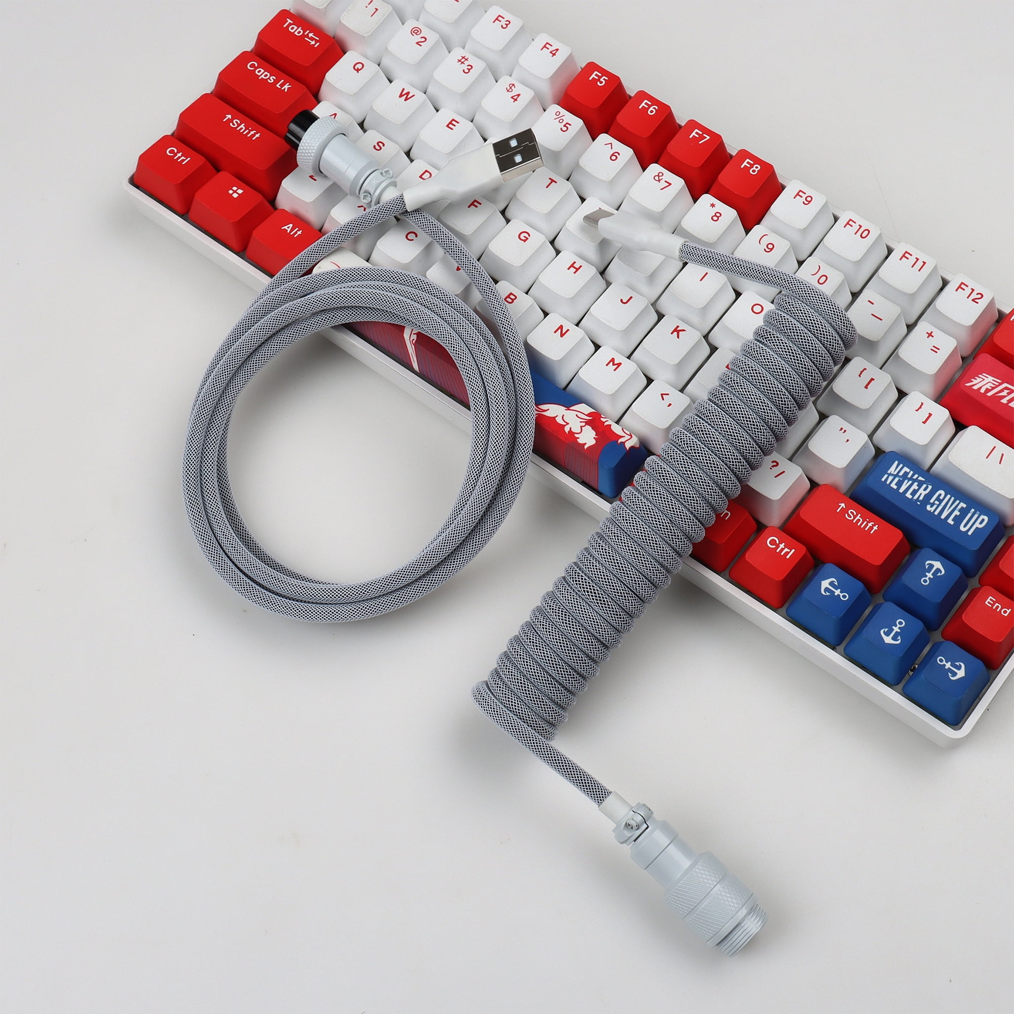GX16 aviator Usb c Coiled Mechanical Keyboard Cable Aviation Spiral ...