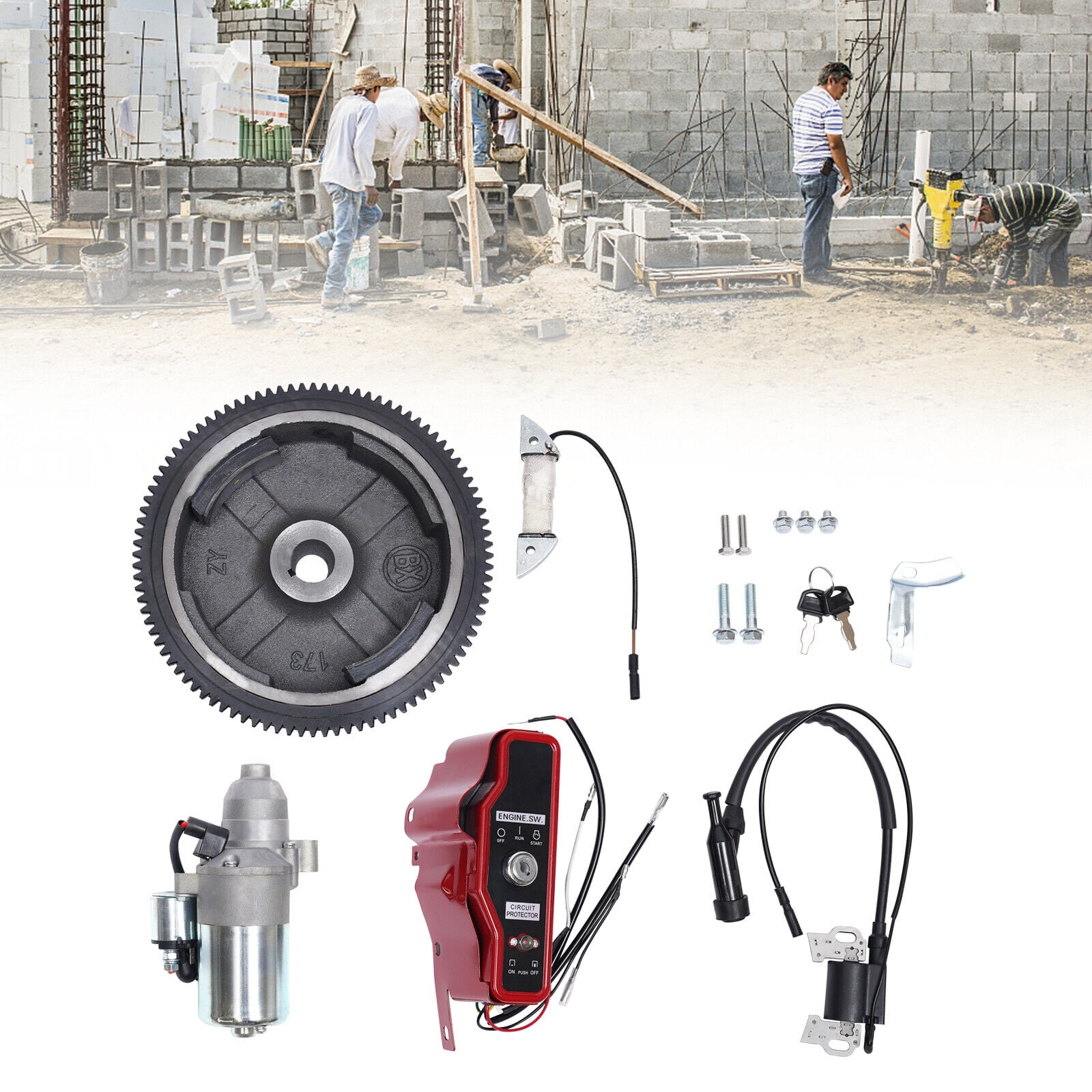 GX240 GX270 Electric Start Kit Starter Motor for Honda Flywheel Switch ...