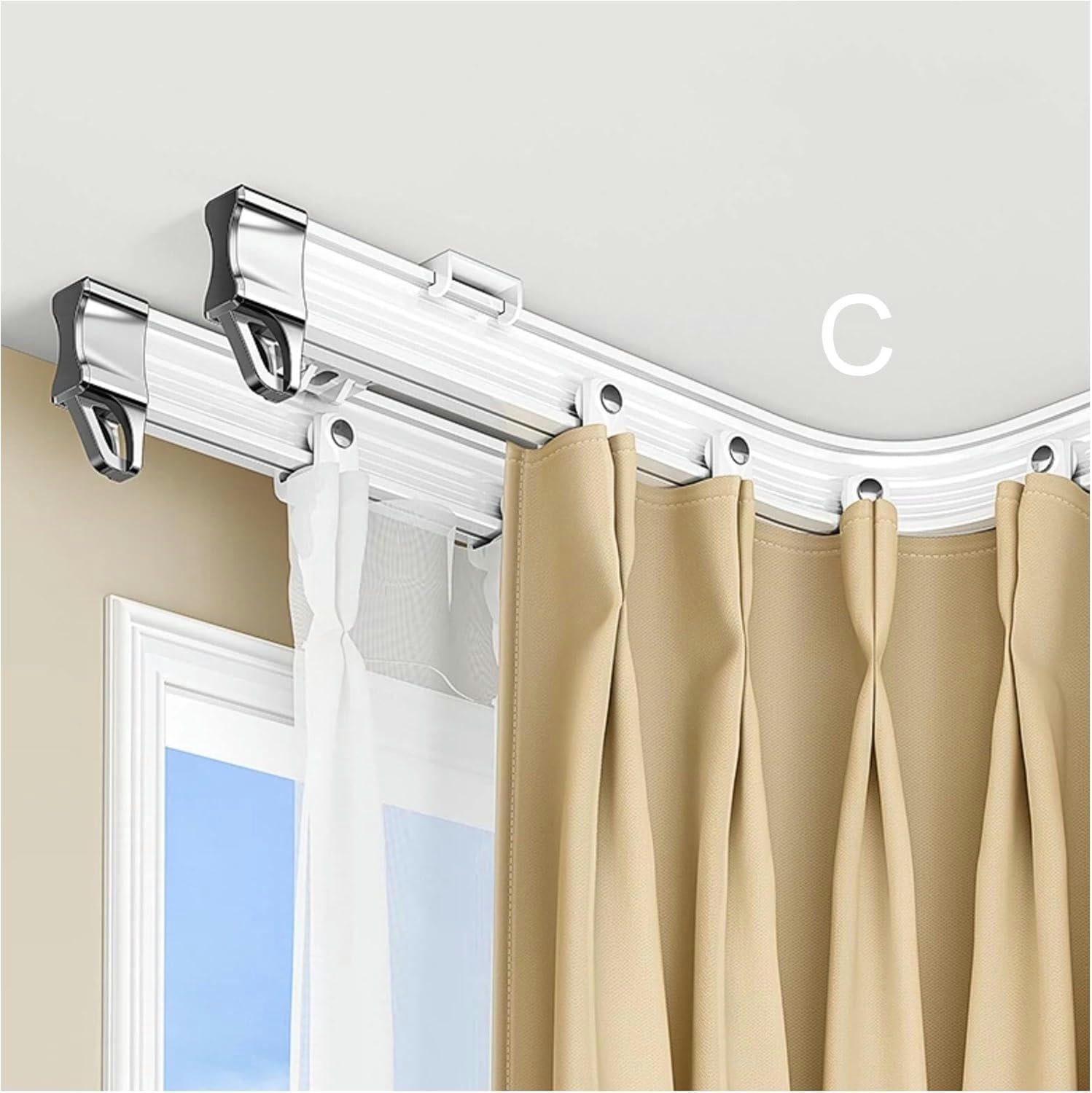 GXCZ Curtain Rods Flexible Bendable Curtain Track 100-600cm, Heavy Duty ...