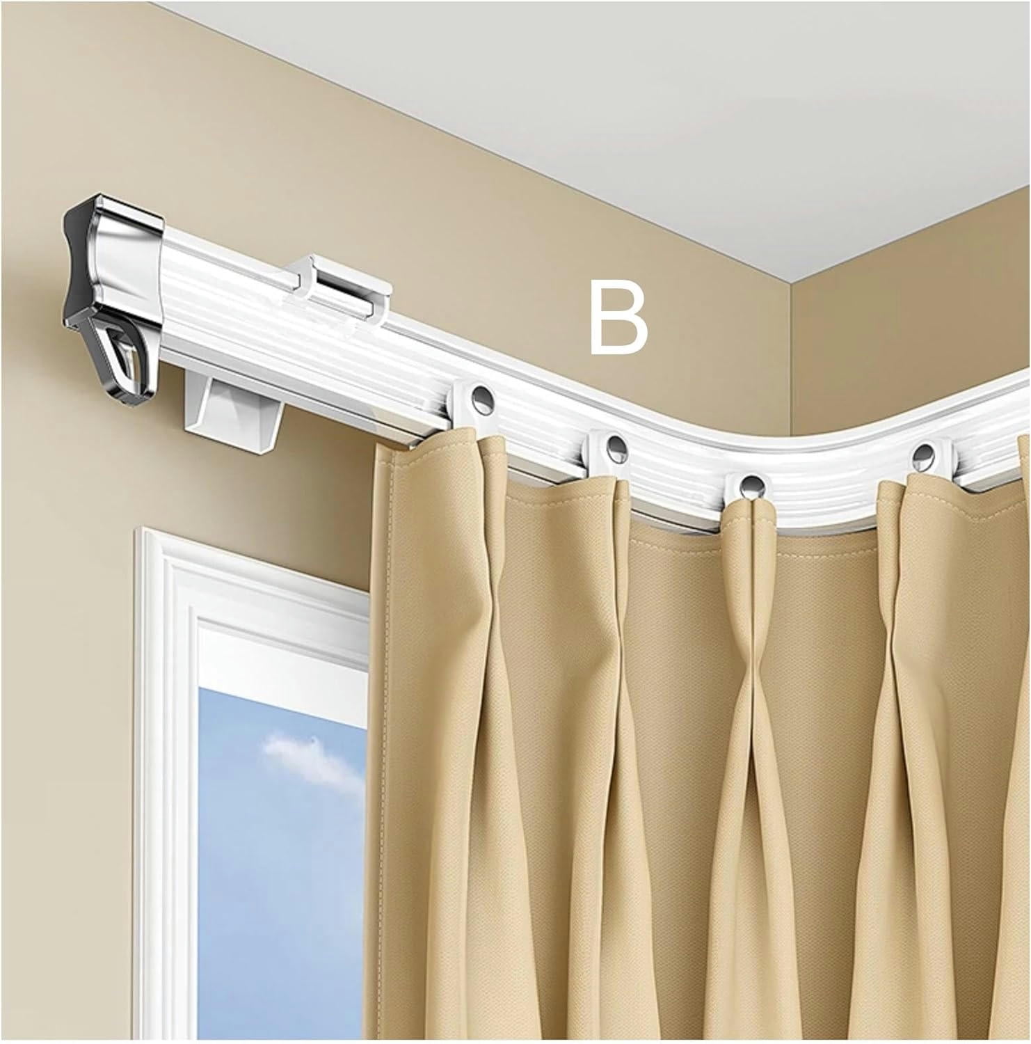 GXCZ Curtain Rods Flexible Bendable Curtain Track 100-600cm, Heavy Duty ...