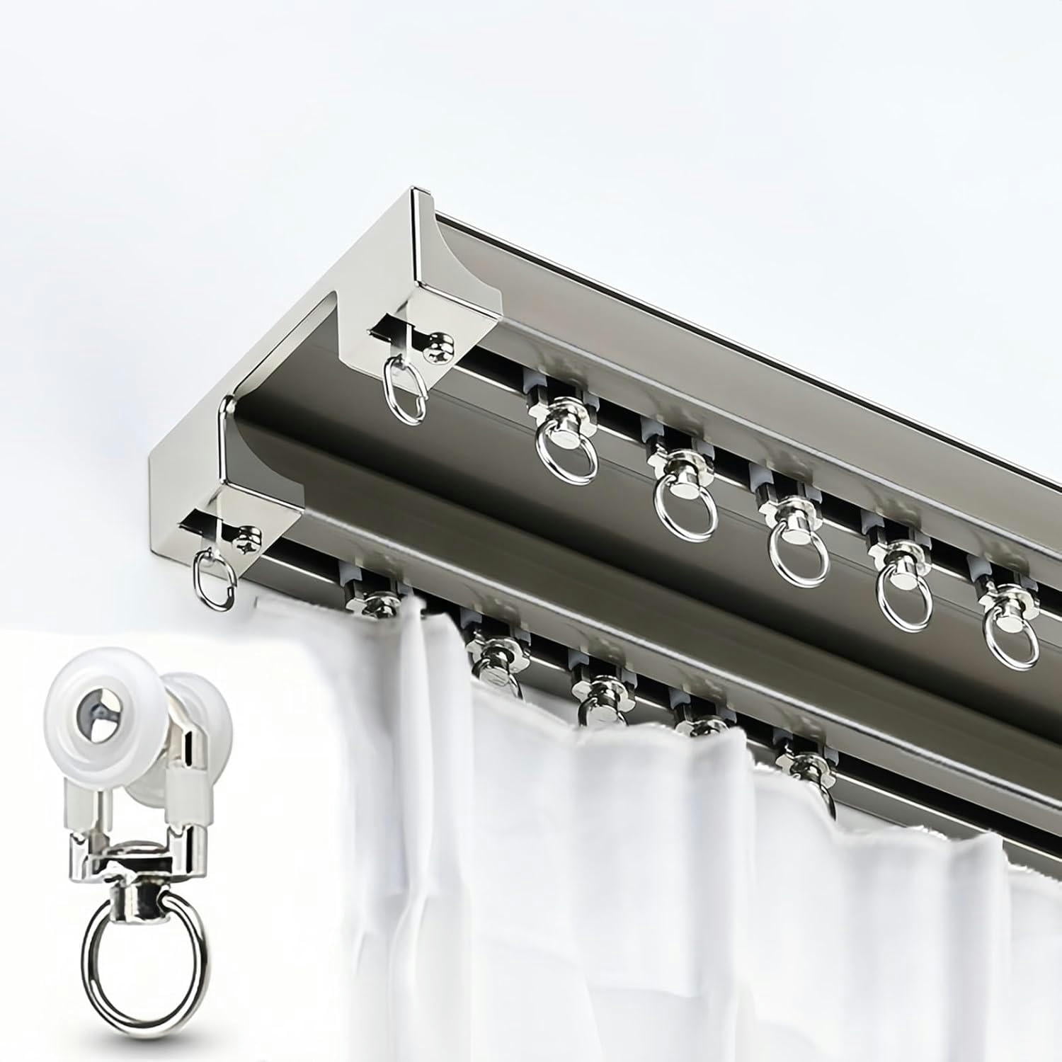 GXCZ Curtain Rods For Windows Curtain Conjoined Double Track Heavy ...