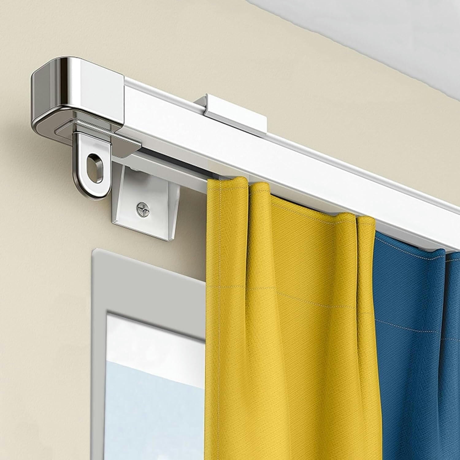 GXCZ Curtain Track Retractable Curtain Rod For Ceilings/walls White ...