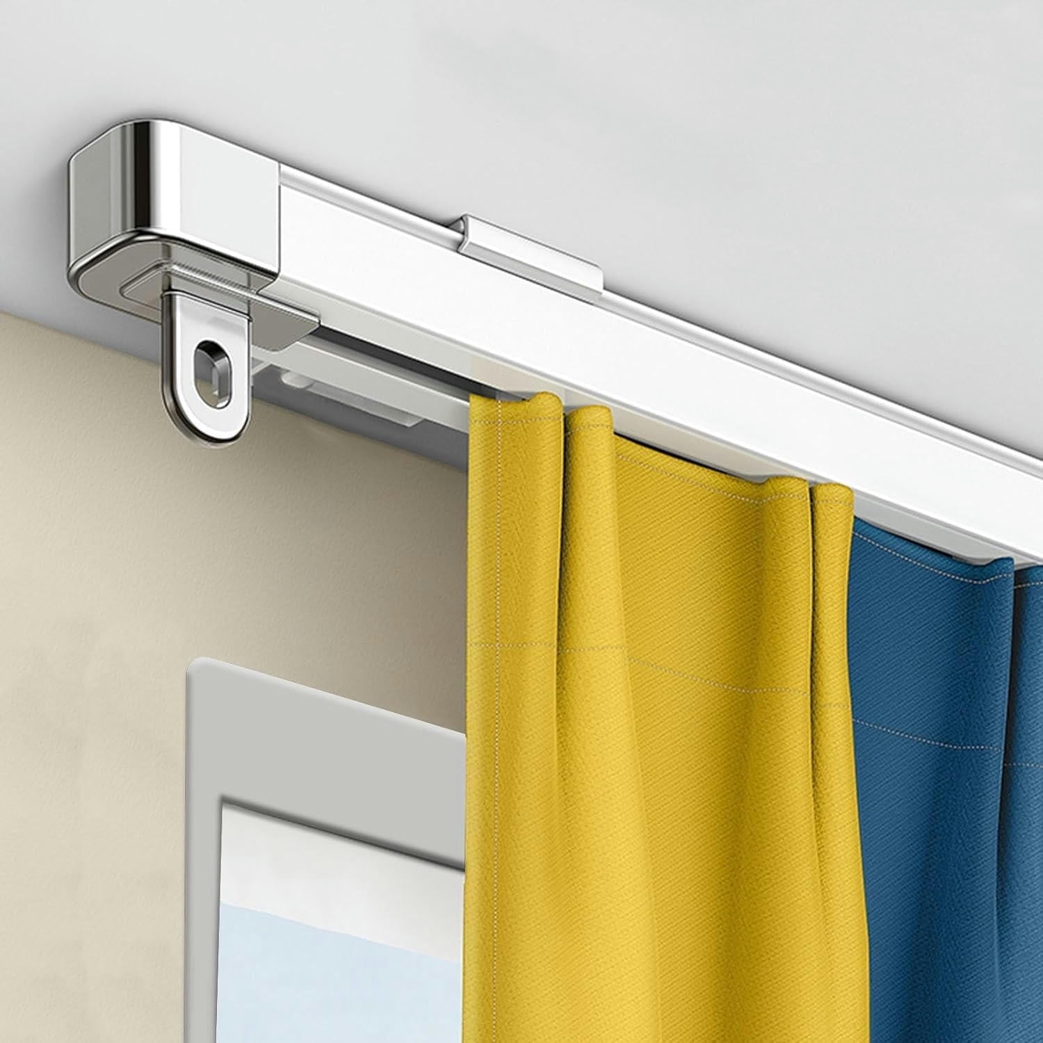 GXCZ Curtain Track Retractable Curtain Rod For Ceilings/walls White ...