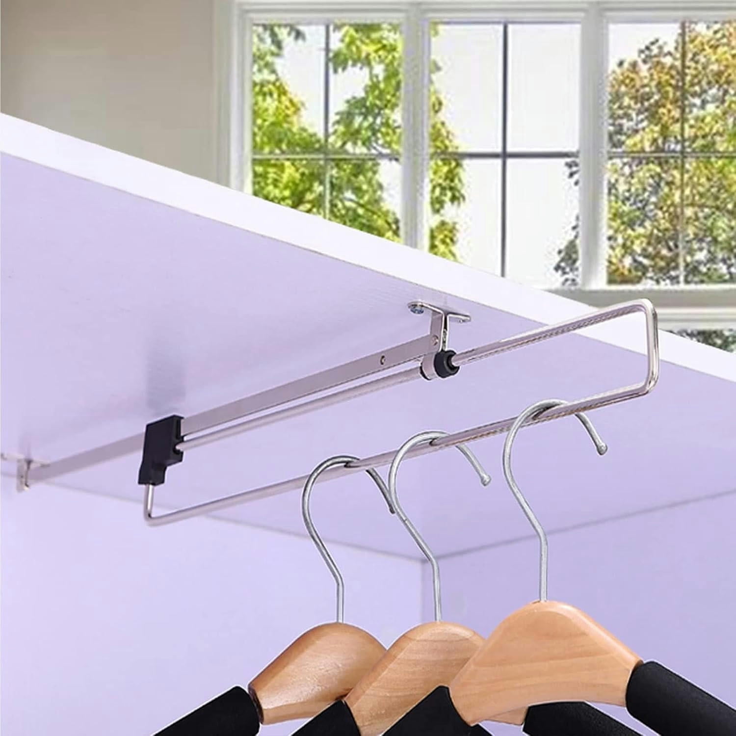 GXCZ Telescopic Rod Extendable Clothes Rail - Sliding Wardrobe Closet ...
