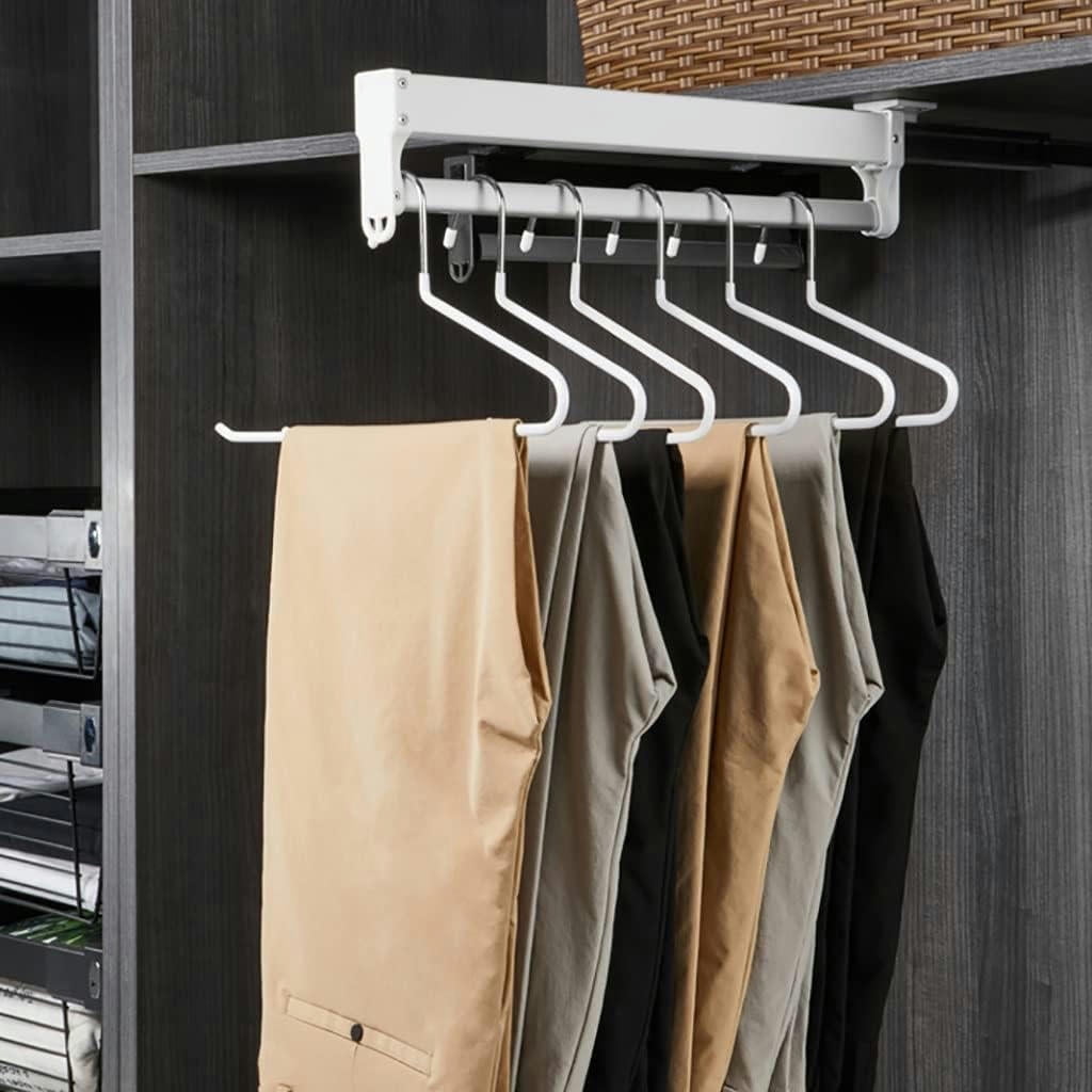 GXCZ Telescopic Rod Pull Out Clothes Hanger Rail White,Extendable Pants ...