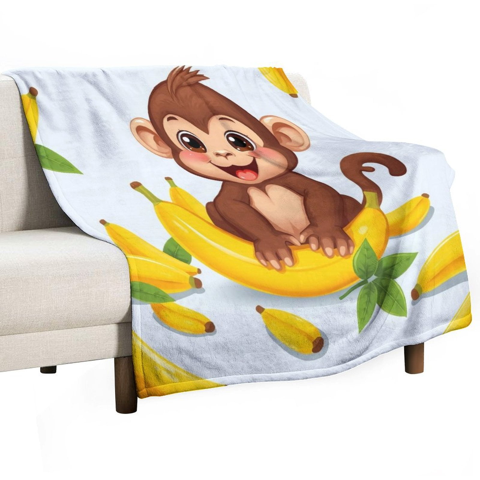 GXFC Cute Monkey Holding a Banana blanket, comfortable and soft, warm ...