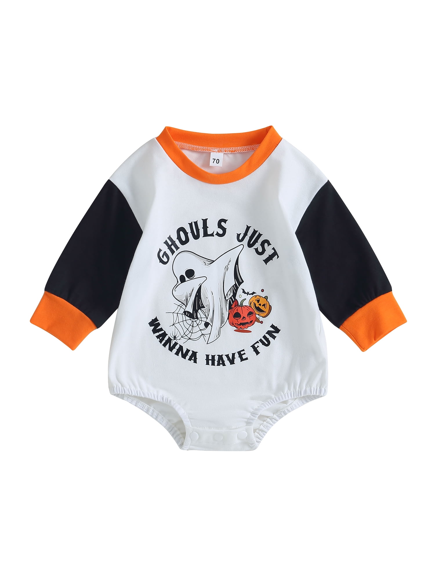 GXFC Infant Baby Girls Halloween Sweatshirts Romper Newborn Girls Long Sleeve Pumpkin Ghost ...
