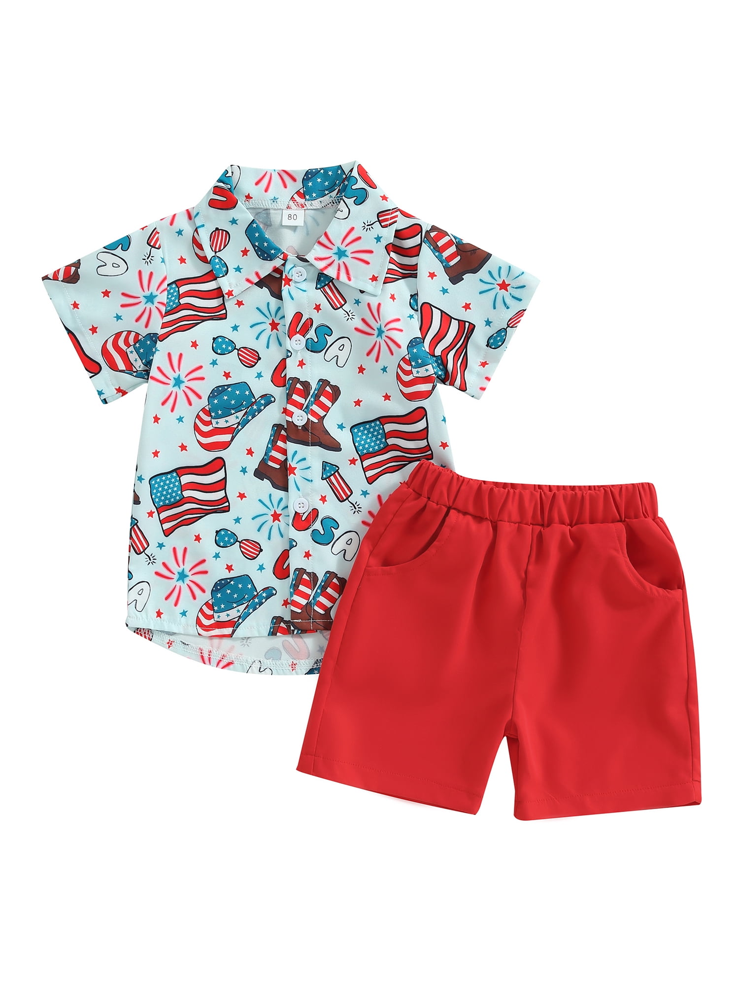 GXFC Kids Boys 4th of July Shorts Outfits Little Boys Short Sleeve ...