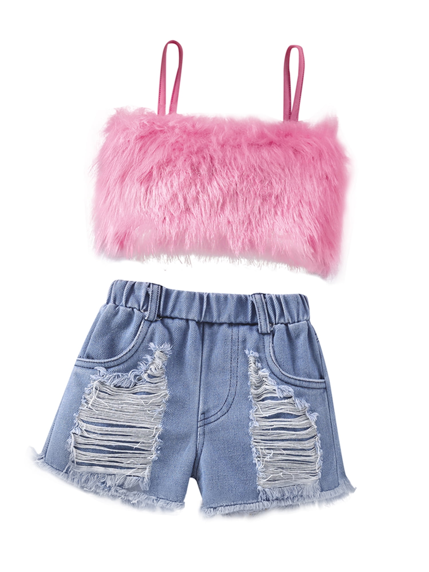 GXFC Kids Girls Fashion Shorts Outfits Little Girls Sleeveless Sling ...