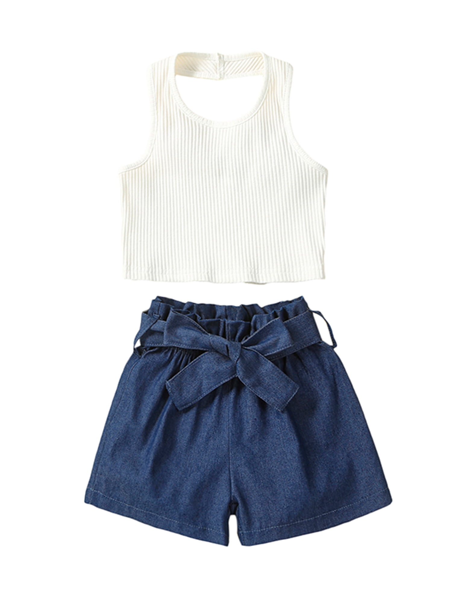 GXFC Kids Girls Summer Shorts Outfits Little Girls Sleeveless Halter ...