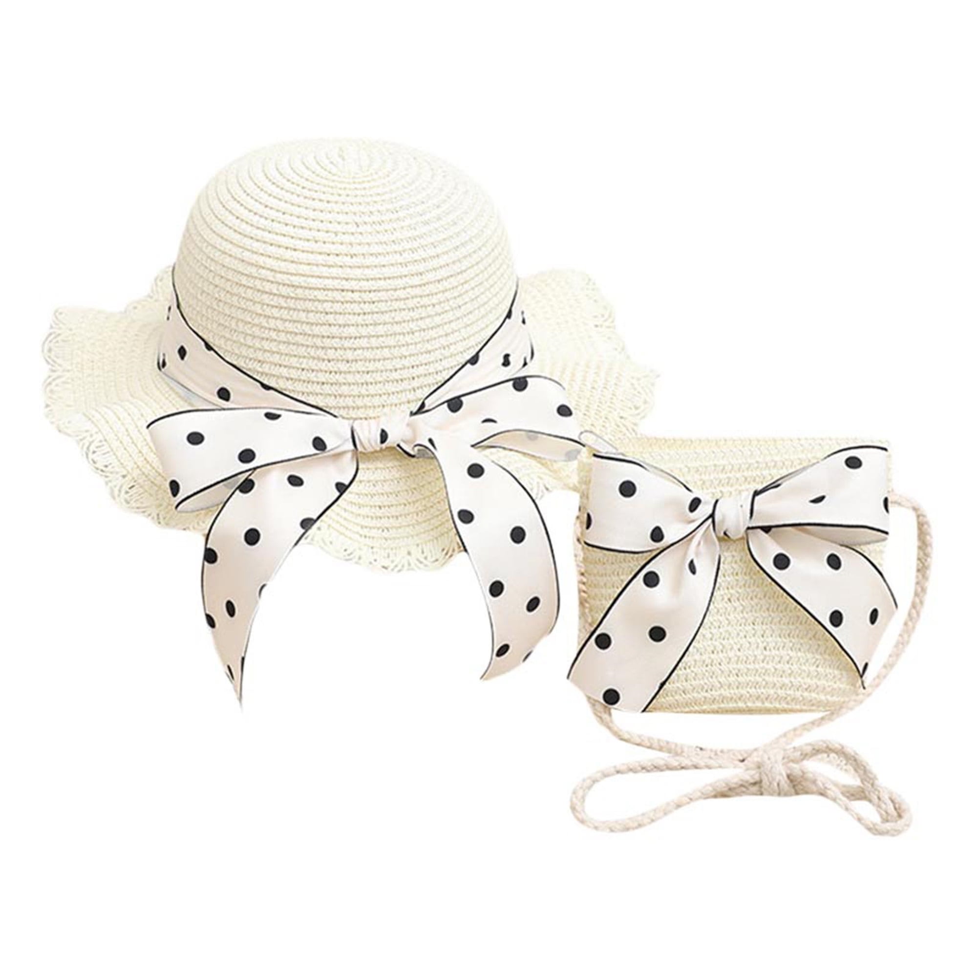 GXFC Kids Girls Summer Straw Sunscreen Sun Hat Little Girls Summer Wide ...