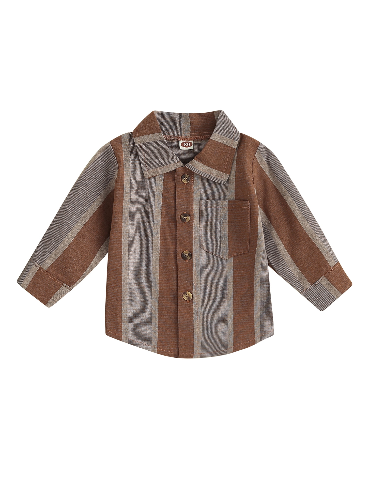 GXFC Little Boy Button Down Shirt Long Sleeve Lapel Cartoon Striped ...