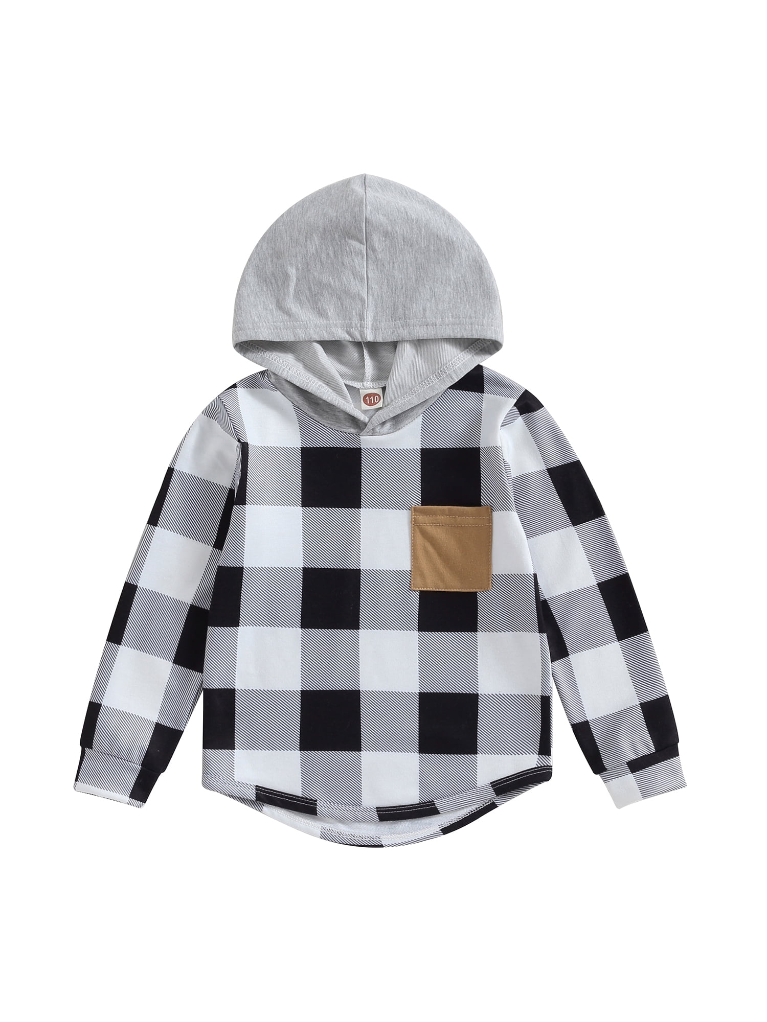 GXFC Toddler Fashion Hoodie Sweatshirt, Long Sleeve Plaid Boys Clothes ...