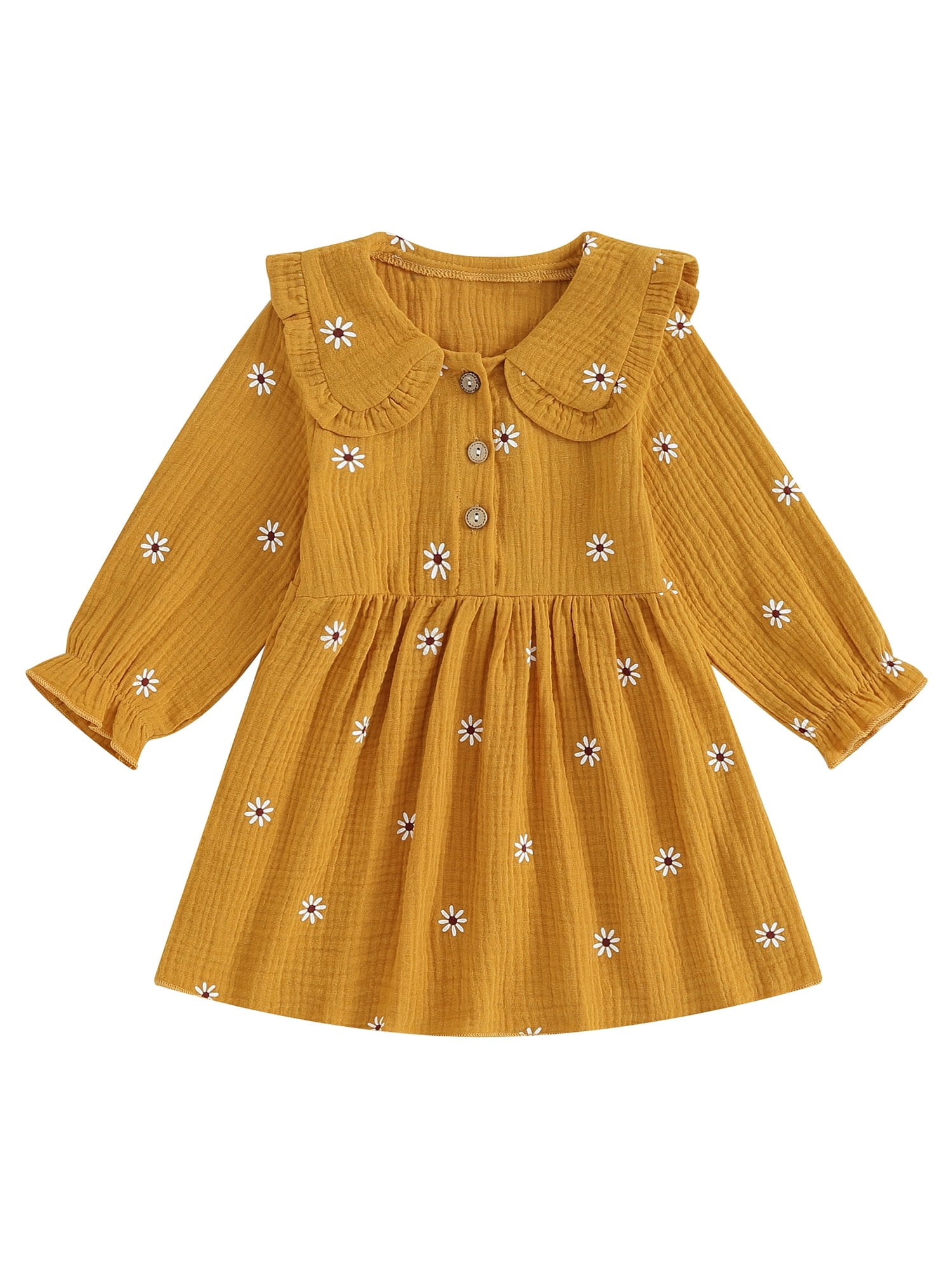 GXFC Little Girls Fall Dress Clothes 1T 2T 3T 4T 5T Kids Girls Long Sleeve Floral Print A-line ...