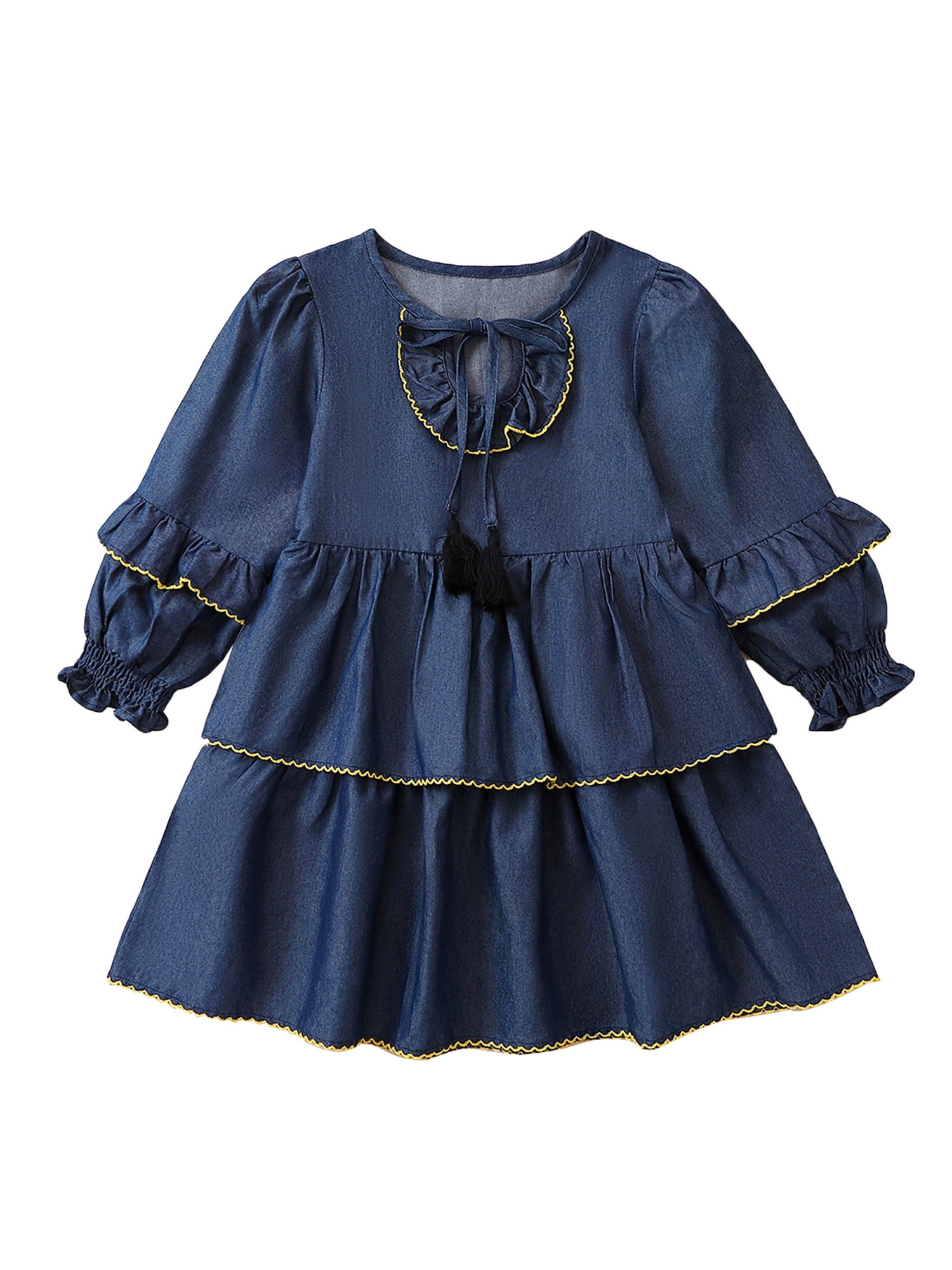 GXFC Little Girls Fall Dress Clothes 2T 3T 4T 5T 6T 7T Kids Girls Long Sleeve A-line Dress ...
