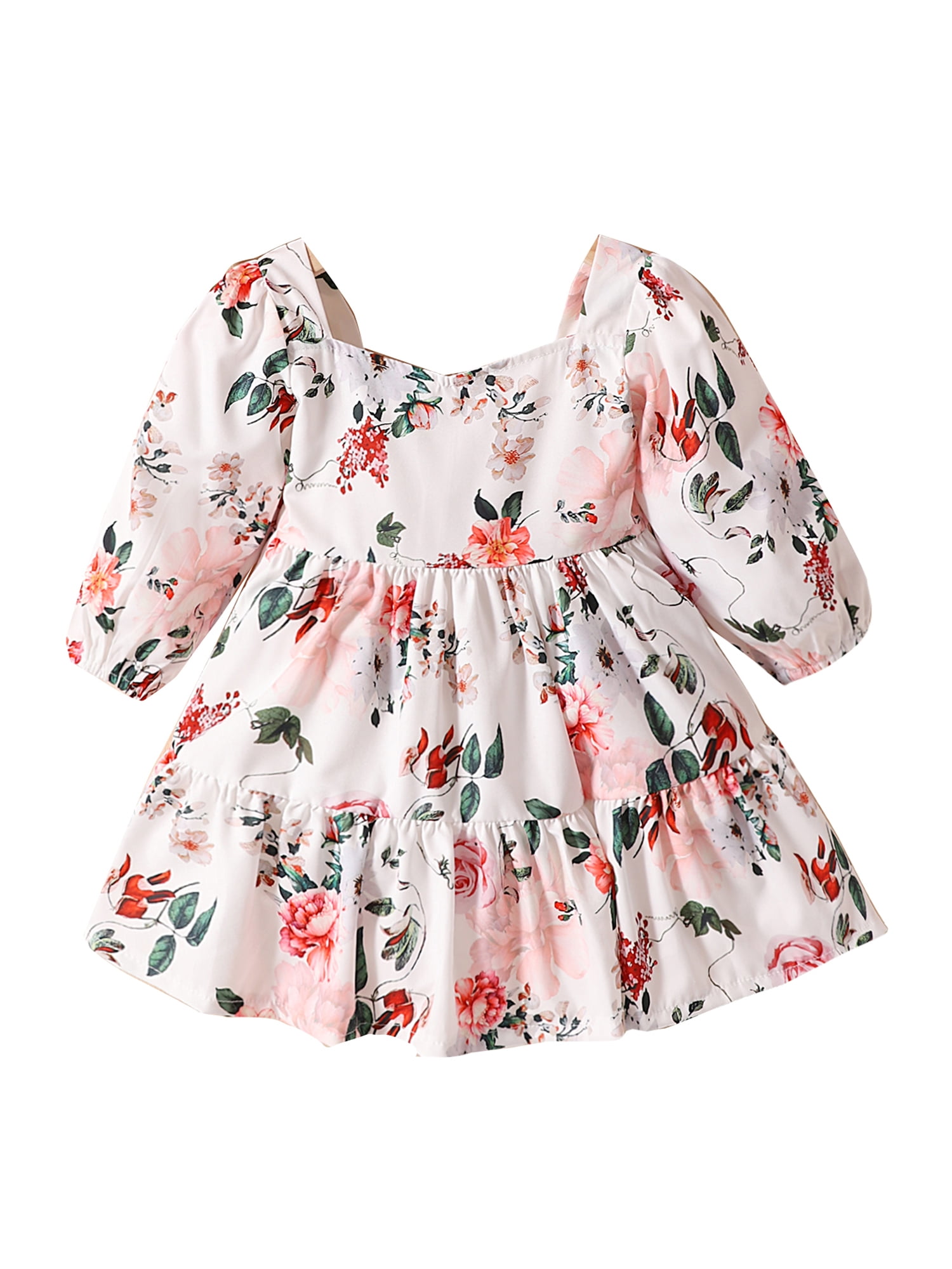 GXFC Little Girls Fall Princess Dress Clothes 2T 3T 4T 5T 6T 7T Kids Girls Long Sleeve Floral ...