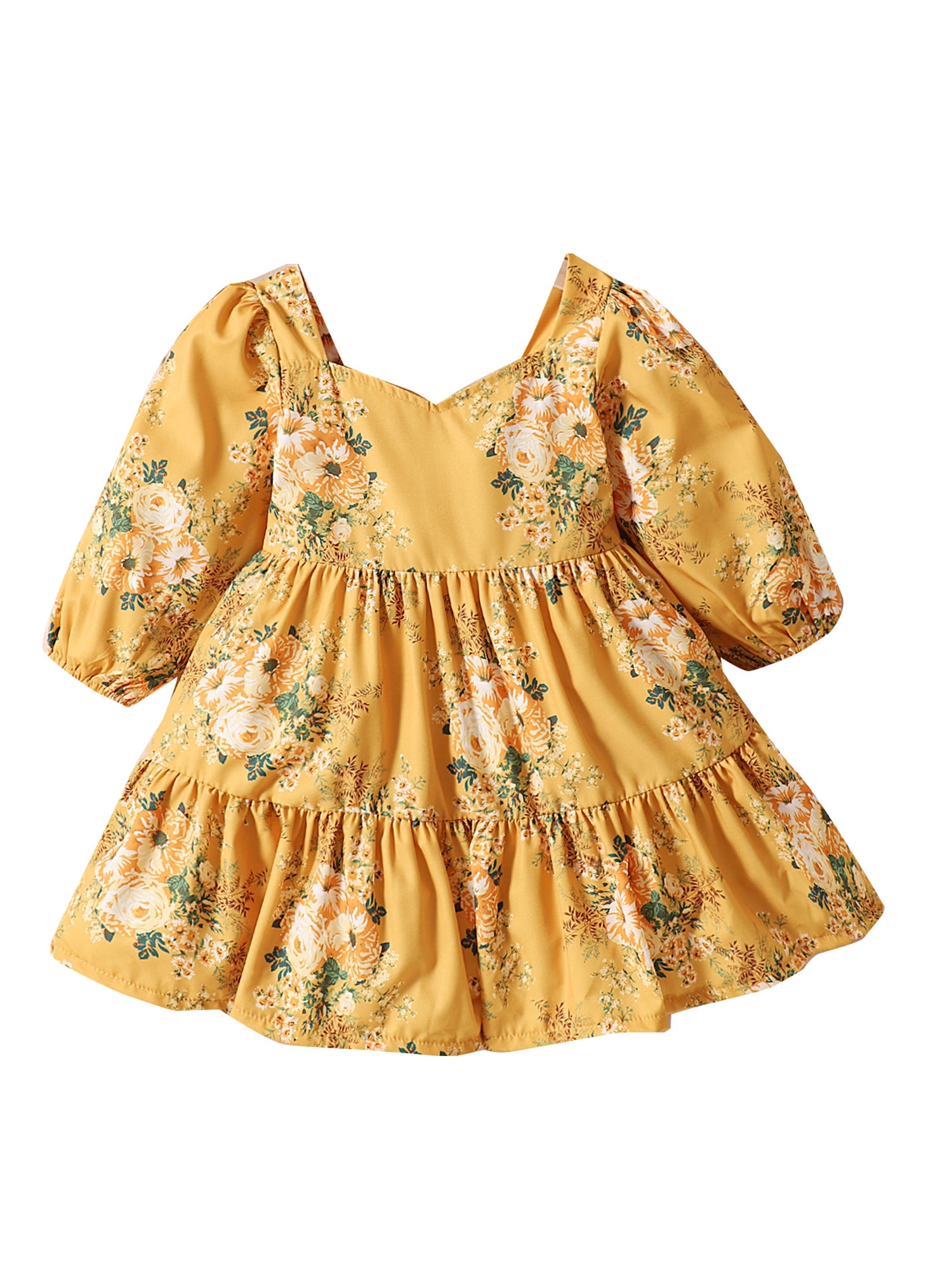 GXFC Little Girls Fall Princess Dress Clothes 2T 3T 4T 5T 6T 7T Kids Girls Long Sleeve Floral ...