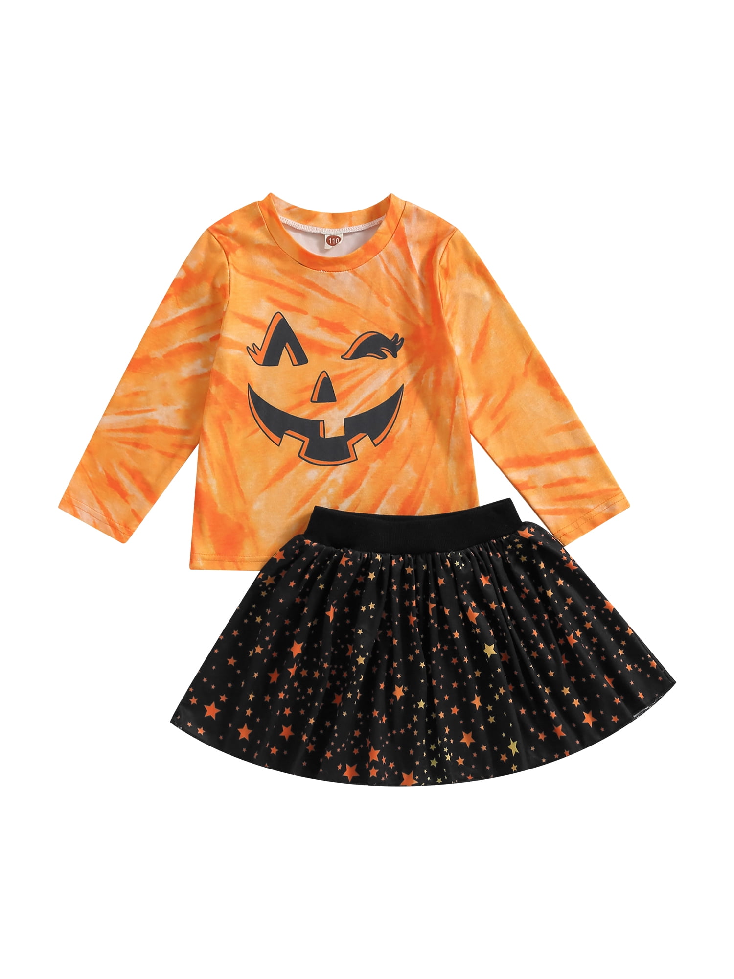 GXFC Toddler Halloween Tops, Pumpkin Face Sweatshirt and Skirt Set for ...