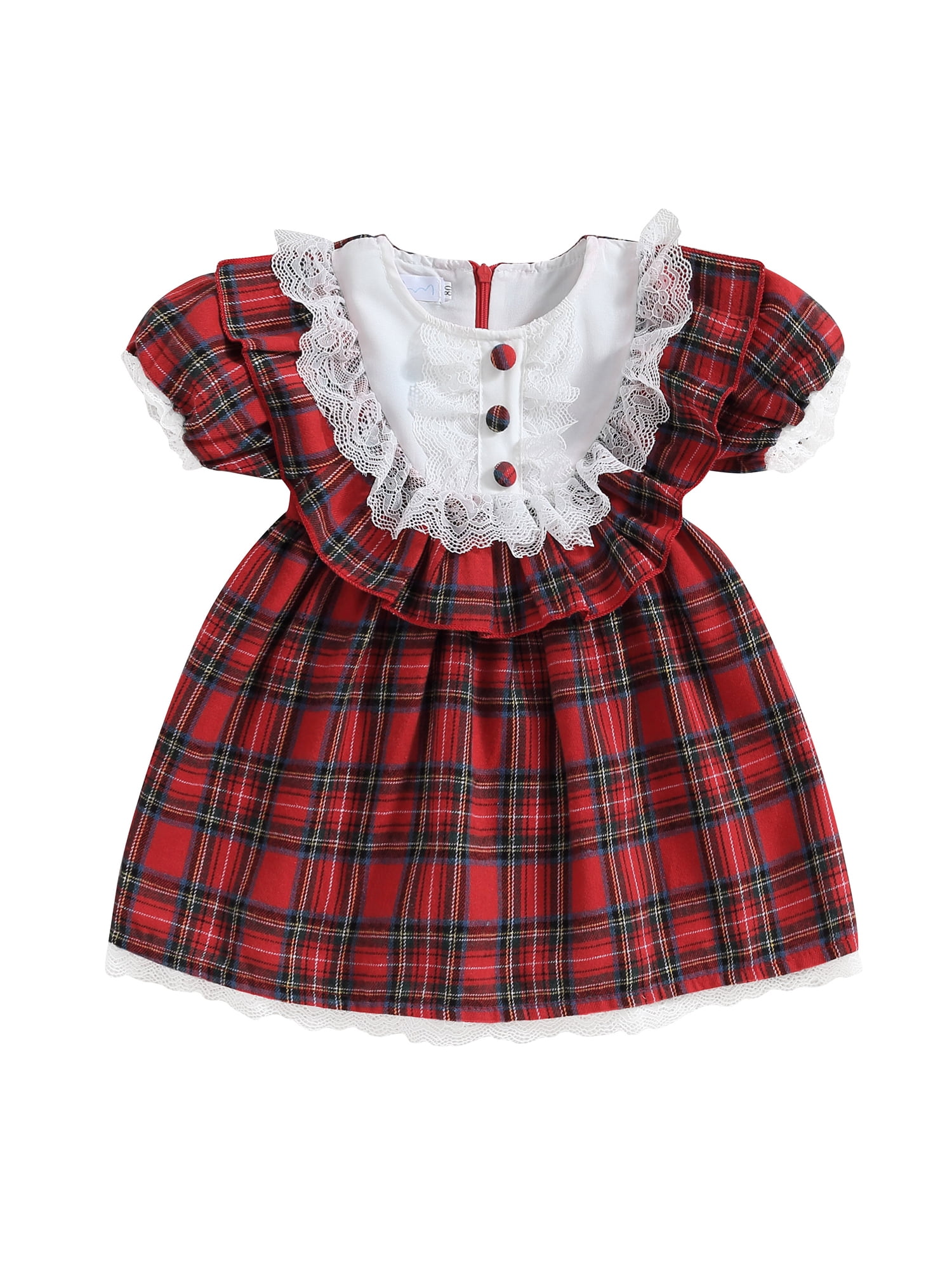 GXFC Little Girls Plaid Princess Dress 1T 2T 3T 4T 5T Kids Girls Short ...