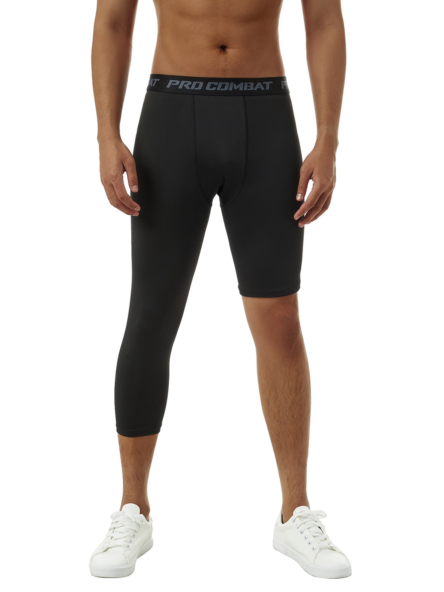 Gxfc Mens 3 4 One Leg Compression Capri Tights Pants Athletic Base