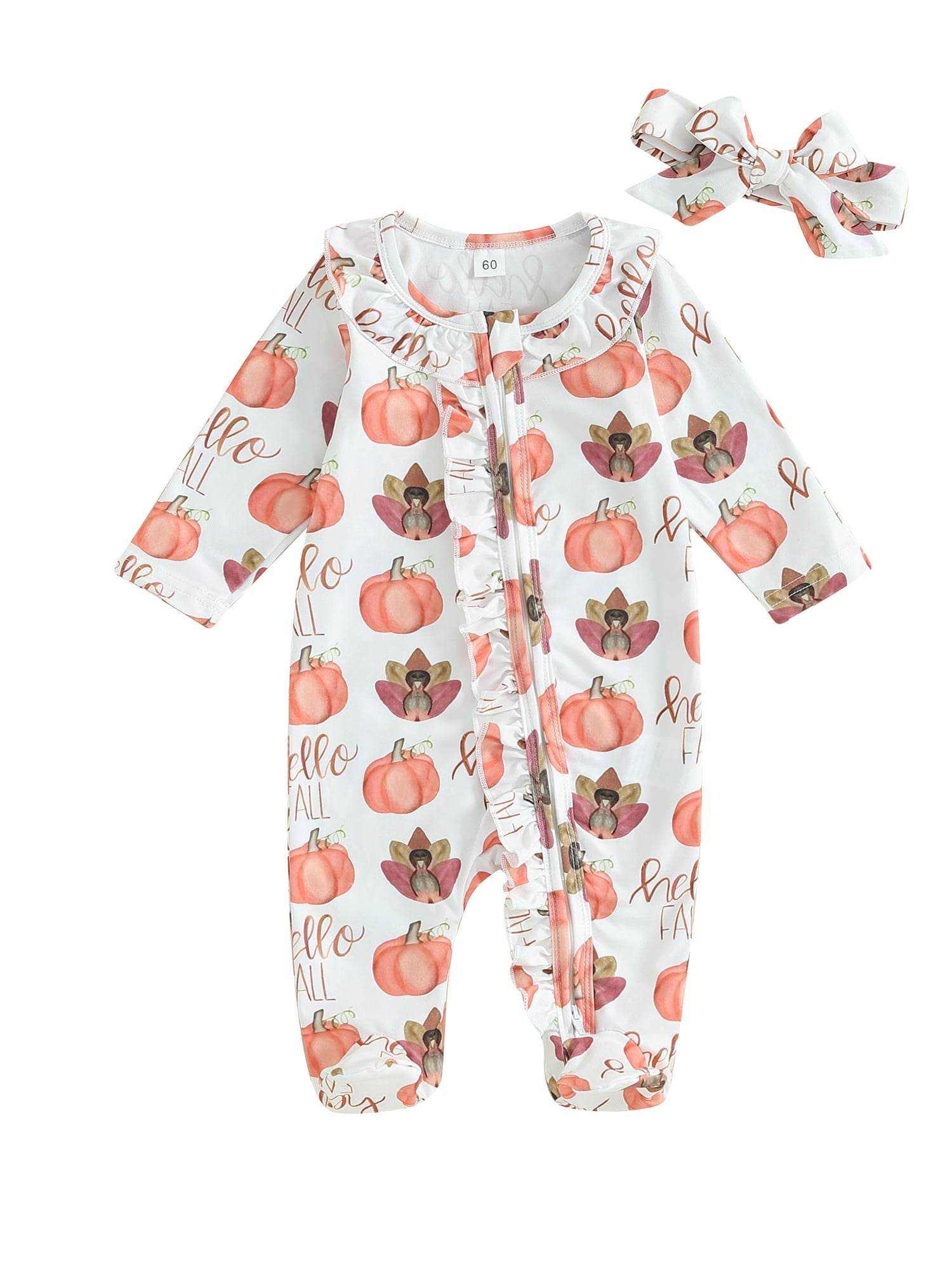 GXFC Preemie Girl Thanksgiving Clothes Newborn Girls Long Sleeve Zipper ...