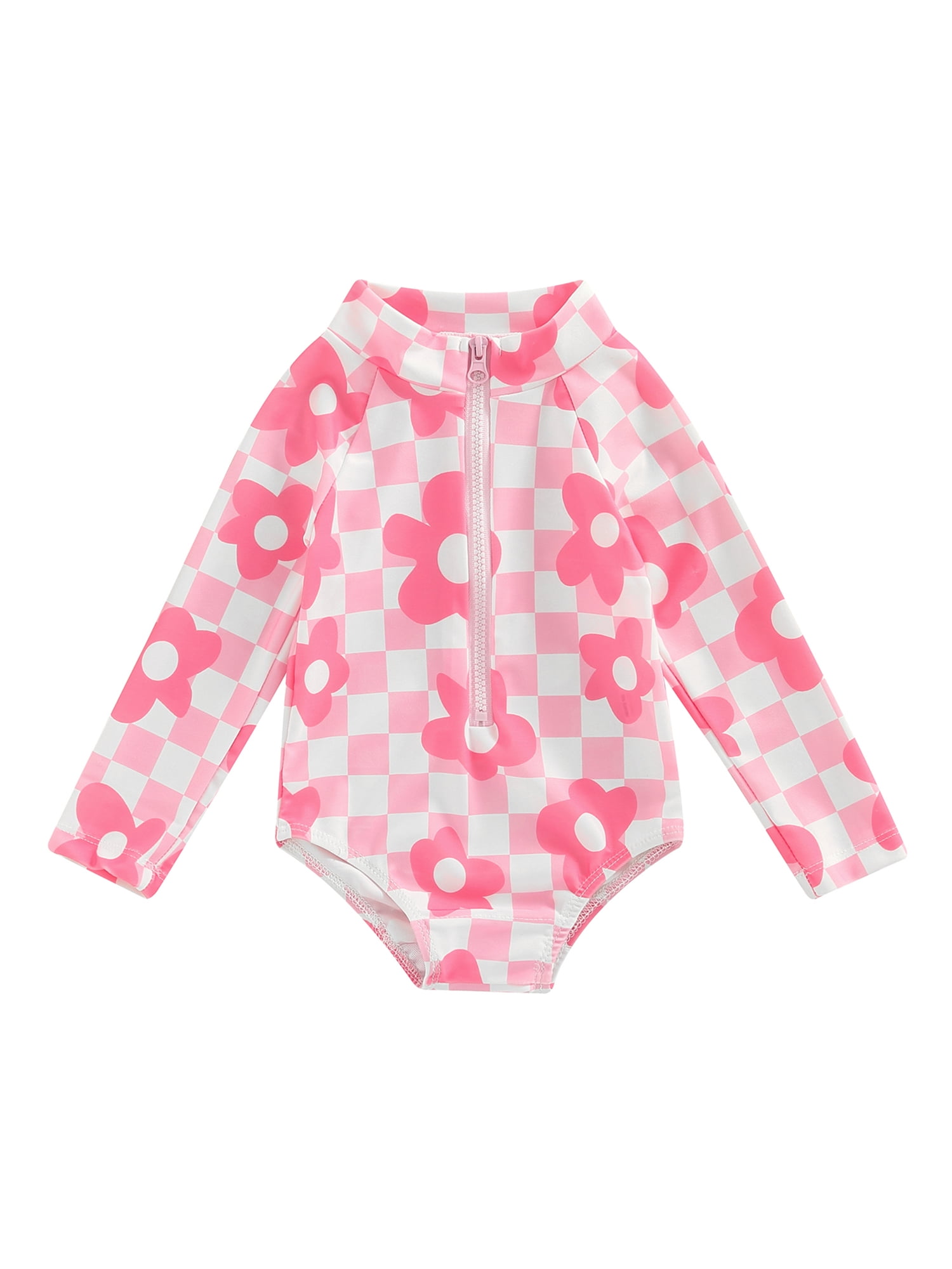 GXFC Toddler Baby Girl One Piece Swimsuits Infant Long Sleeve Zip-up ...