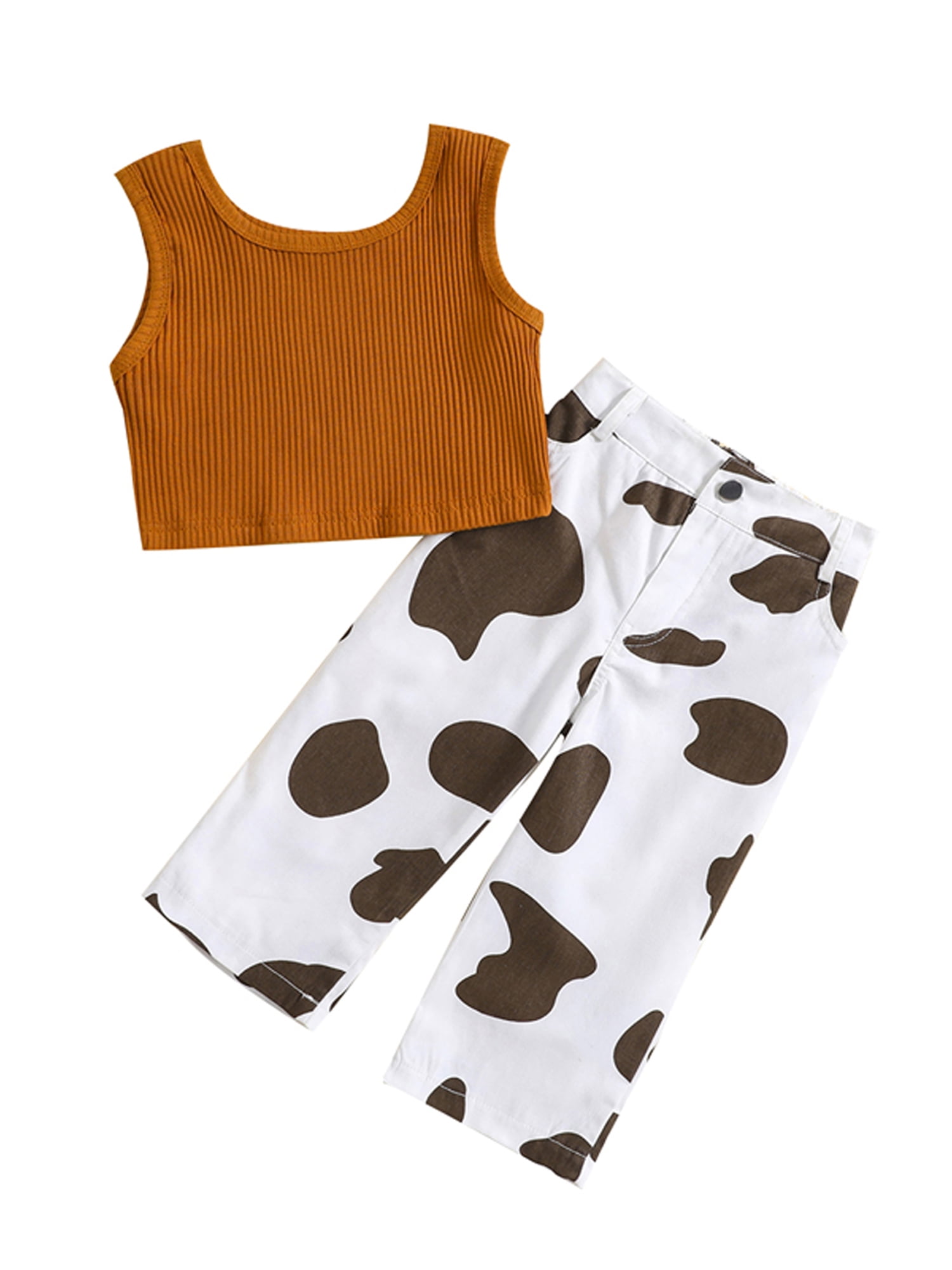 GXFC Toddler Girls Summer Pants Outfits Little Girls Sleeveless Ribbed ...