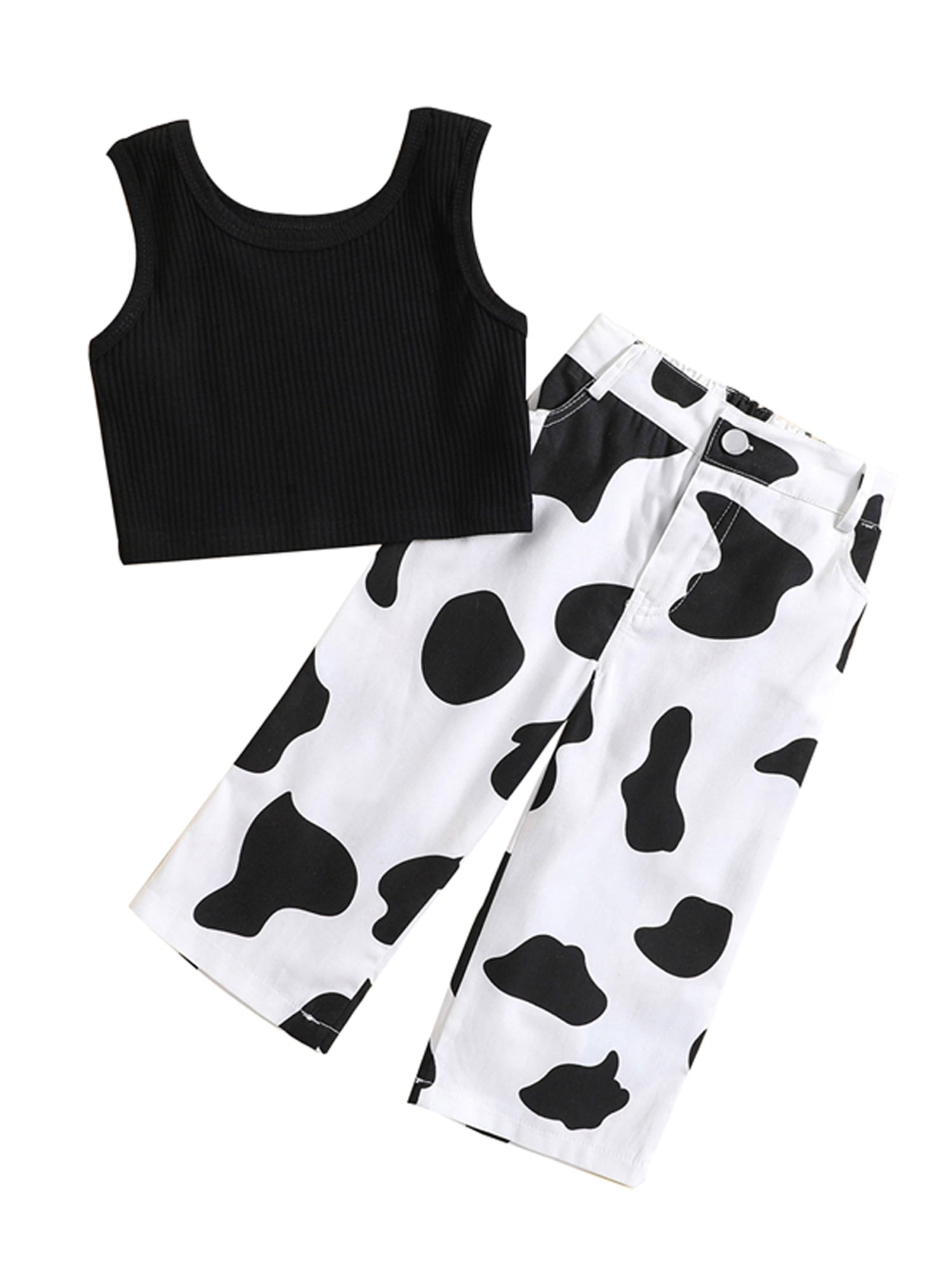 GXFC Toddler Girls Summer Pants Outfits Little Girls Sleeveless Ribbed ...