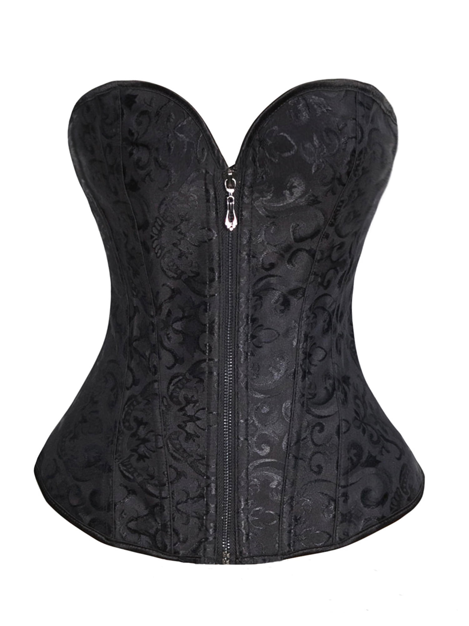 GXFC Women Fashion Basic Zip Up Corset Off Shoulder Sleeveless Bustier ...