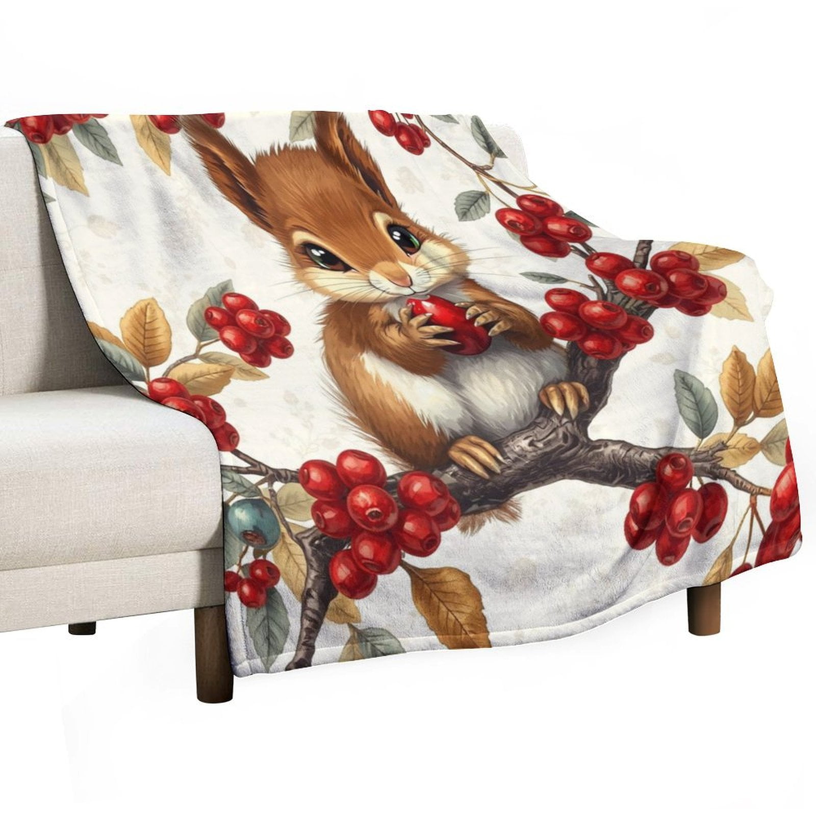 GXFC squirrel, berries, winter sofa dormitory home decoration, must ...