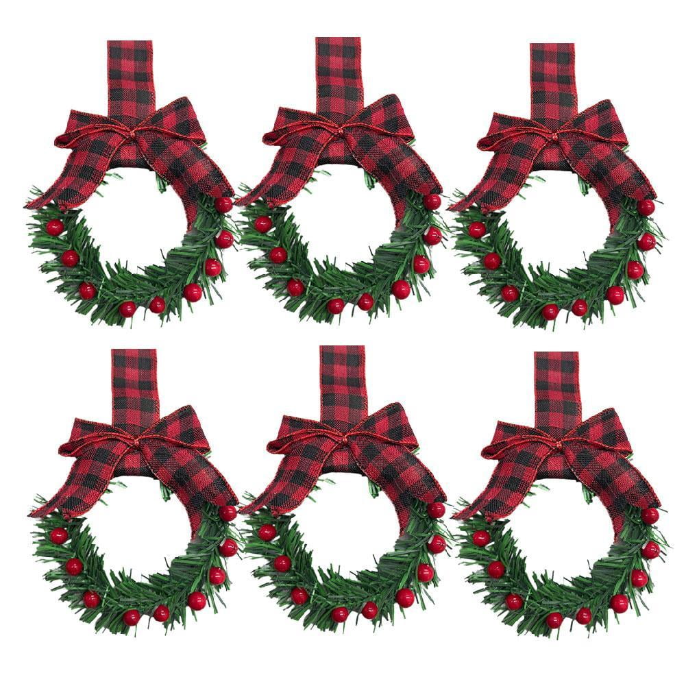 GXFCAI 6PCS Small Christmas Wreaths, 5 Christmas Minis Wreath With ...