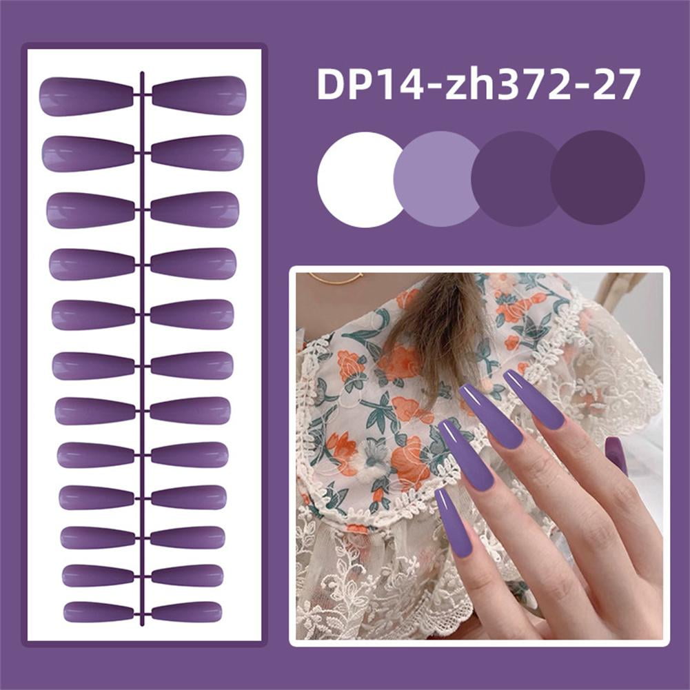 GXFCAI Glossy Press On Nails Long Square Fake Nails Elegant 24Pcs, B6J2 ...