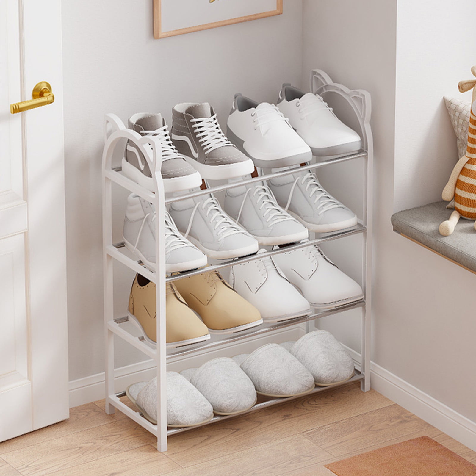 GXFMYA 4-Tier Metal Shoe Rack Storage Organizer - Bedroom, Closet ...